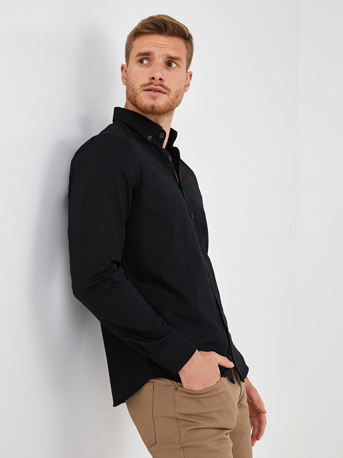 LCW BASIC Slim Fit Uzun Kollu Oxford Erkek Gömlek