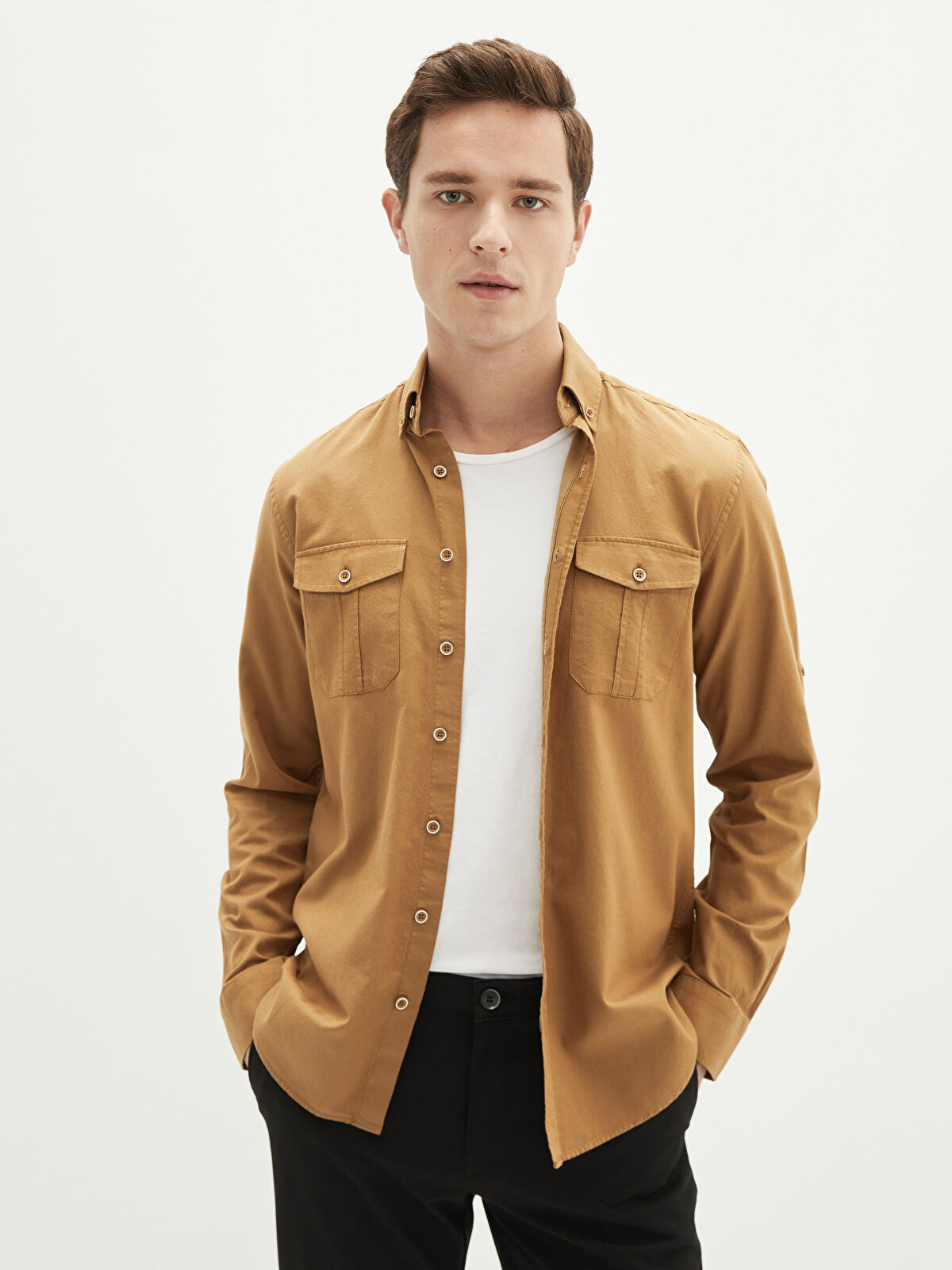 LCW BASIC Regular Fit Uzun Kollu Gabardin Erkek Gömlek