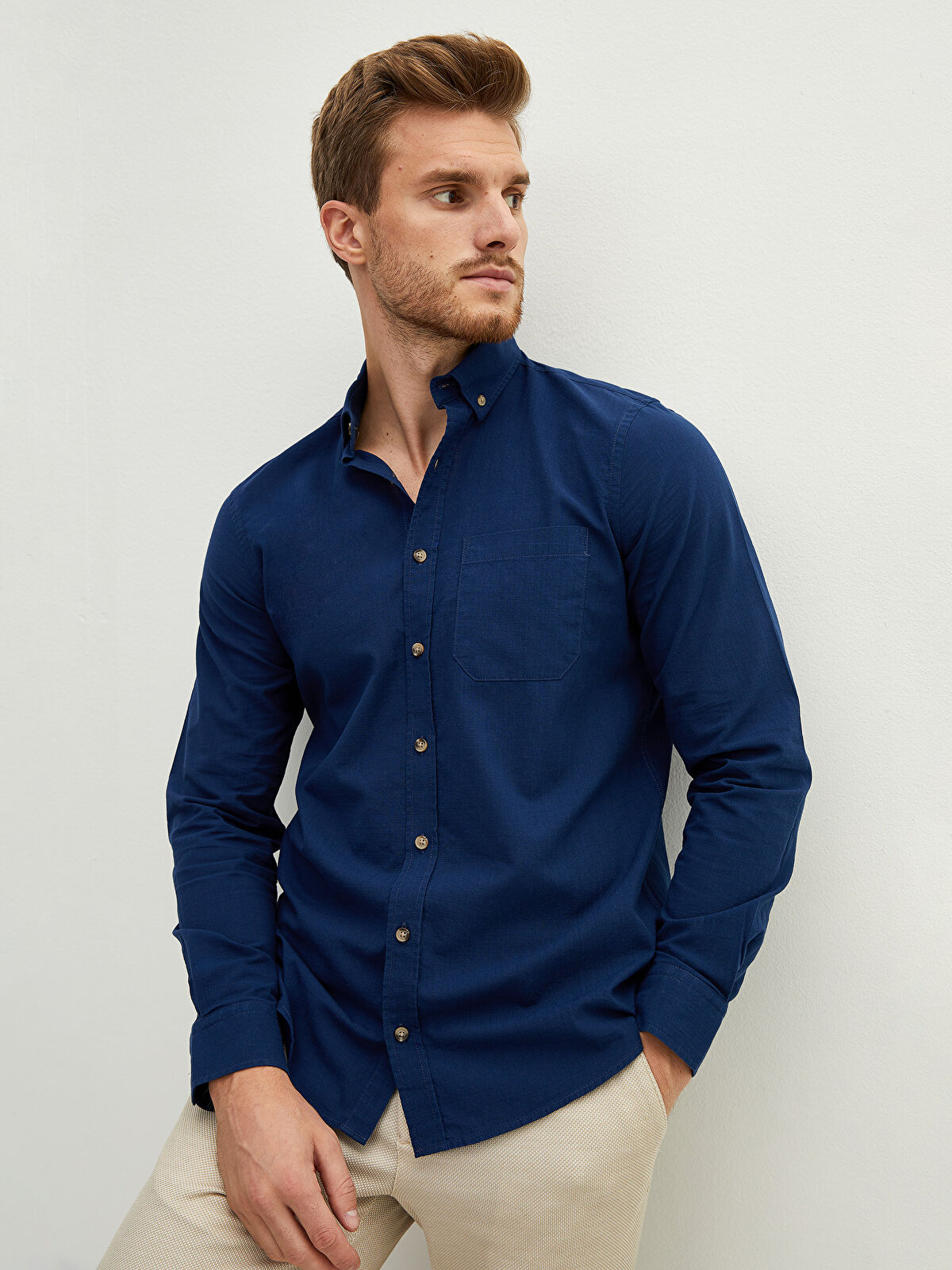 LCW BASIC Regular Fit Uzun Kollu Poplin Erkek Gömlek