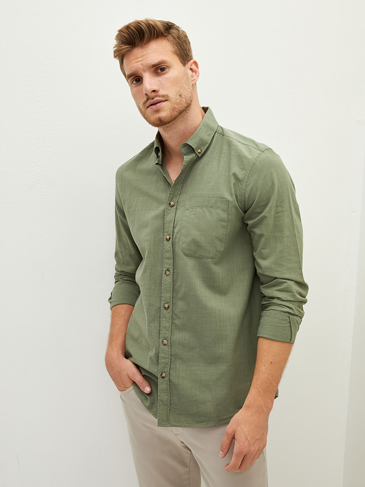 LCW BASIC Regular Fit Uzun Kollu Poplin Erkek Gömlek