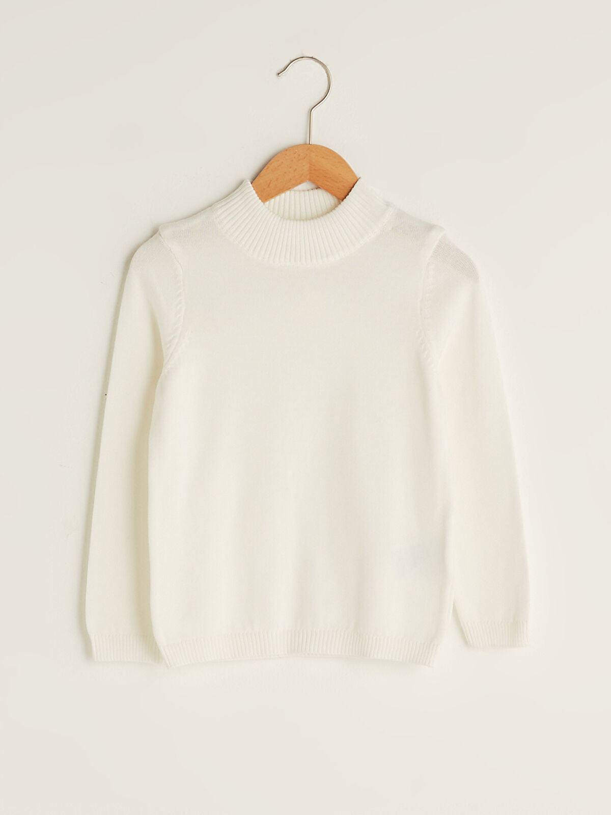 Yarım Balıkçı Yaka Uzun Kollu Kız Çocuk İnce Triko Kazak