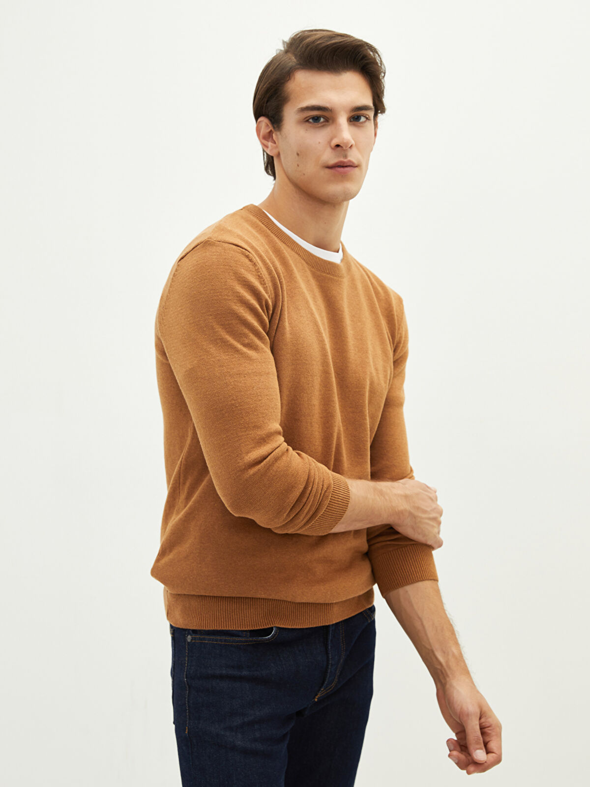 LCW BASIC Bisiklet Yaka Uzun Kollu İnce Erkek Triko Kazak