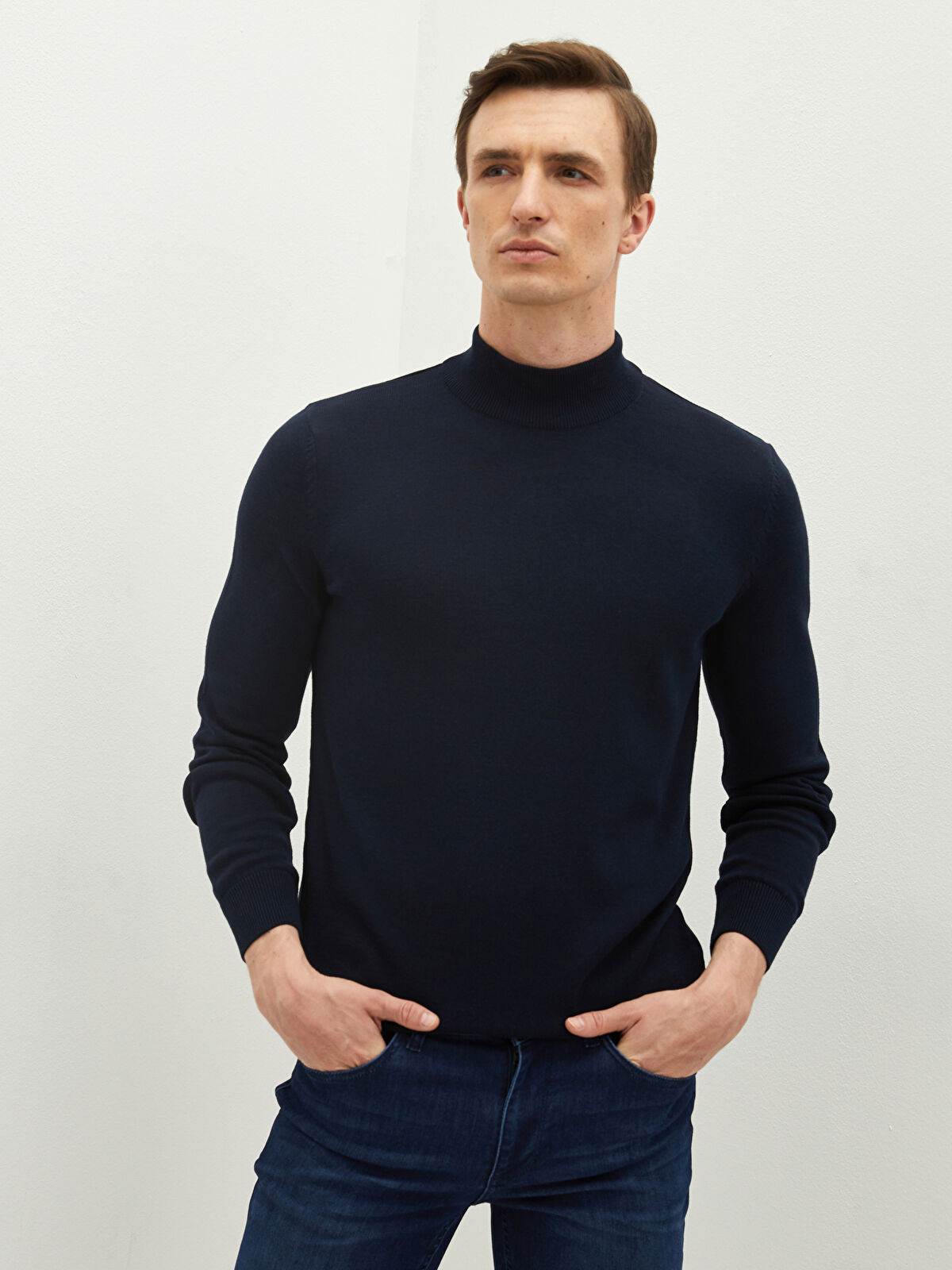 LCW BASIC Yarım Balıkçı Yaka Uzun Kollu Erkek Triko Kazak