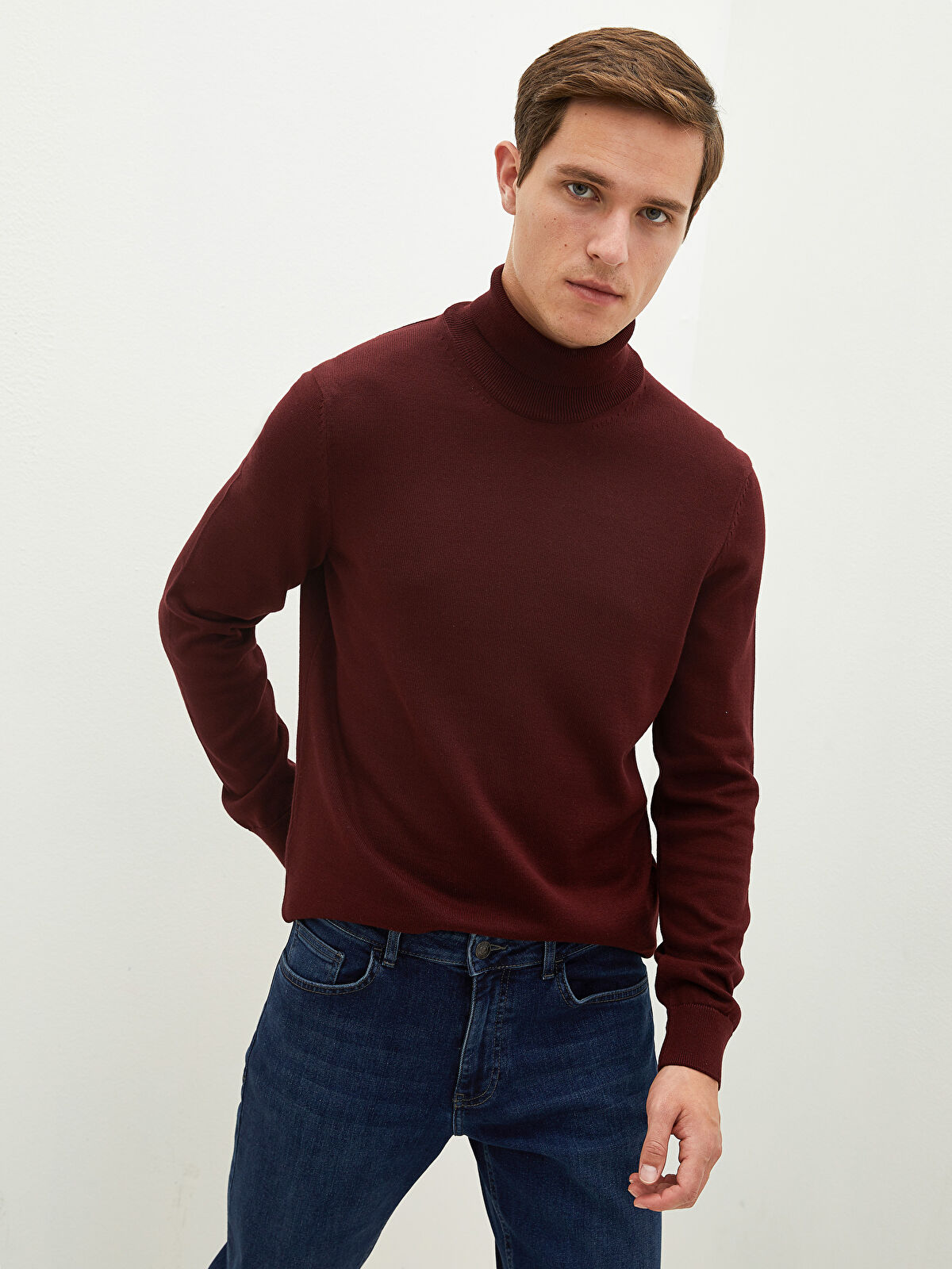 LCW BASIC Balıkçı Yaka Uzun Kollu İnce Erkek Triko Kazak