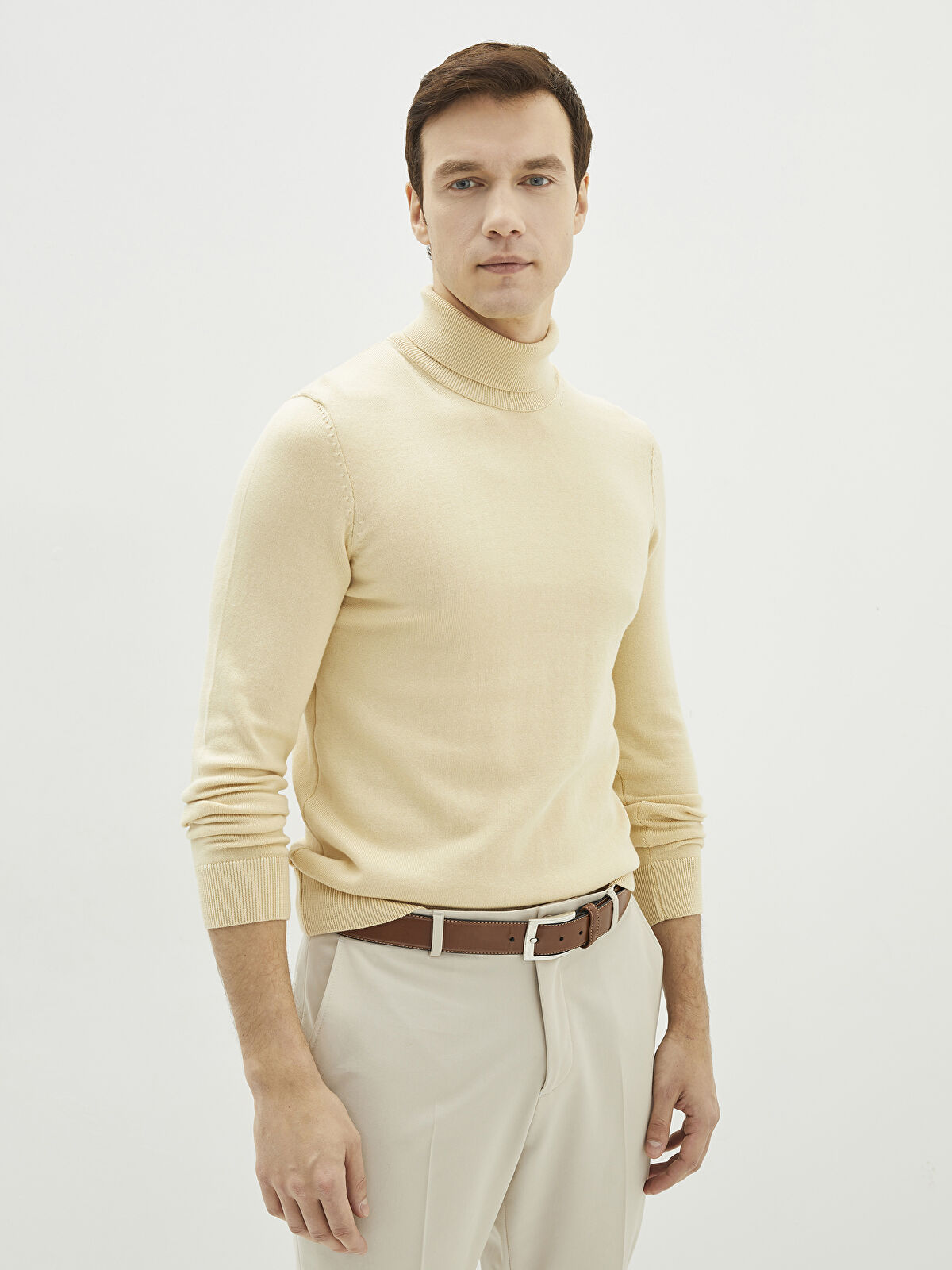 LCW BASIC Balıkçı Yaka Uzun Kollu İnce Erkek Triko Kazak