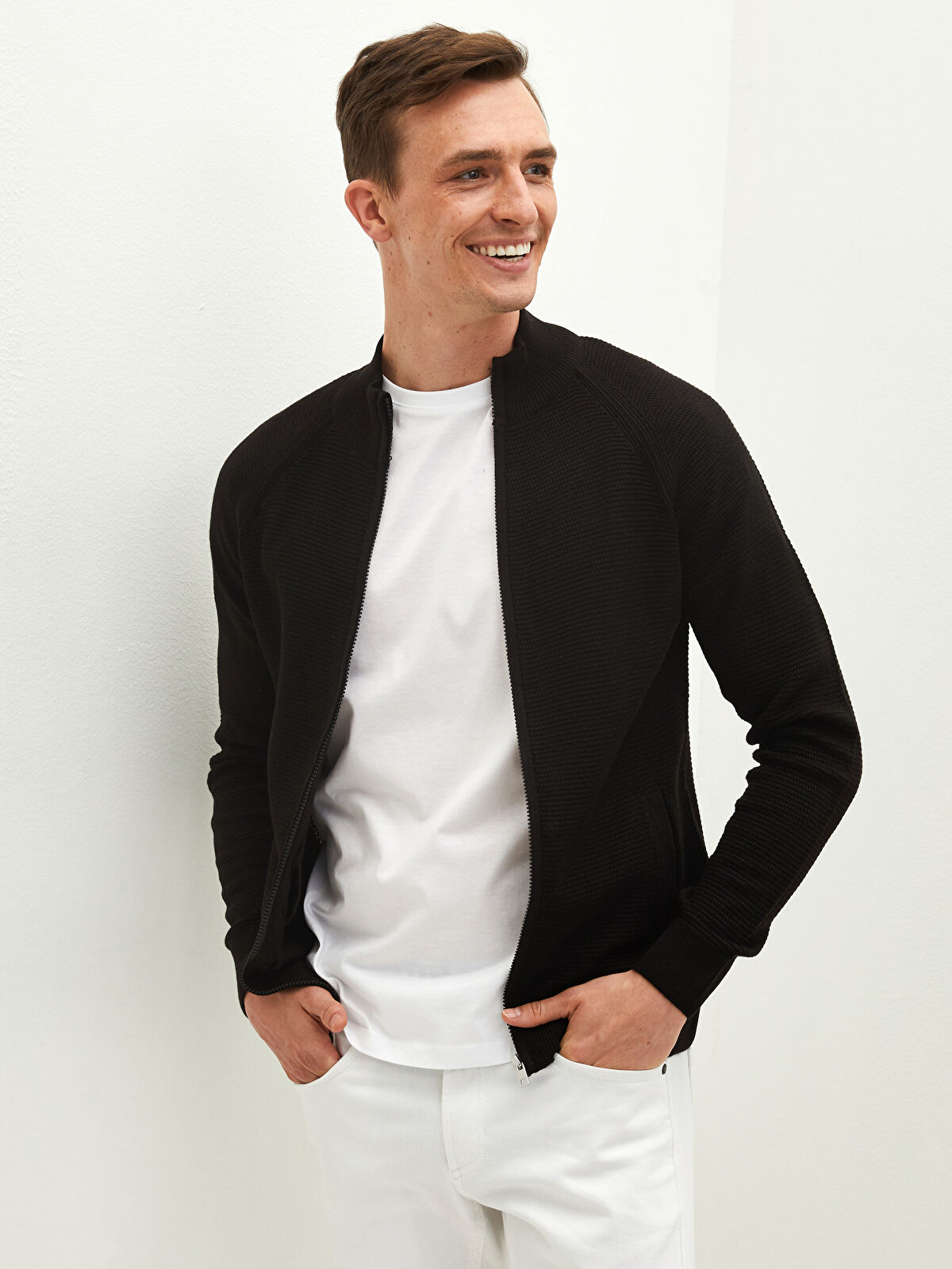 LCW BASIC Standart Kalıp Dik Yaka Uzun Kollu Erkek Triko Hırka