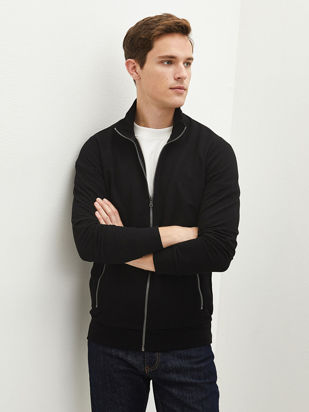 LCW BASIC Rahat Kalıp Dik Yaka Uzun Kollu Erkek Hırka