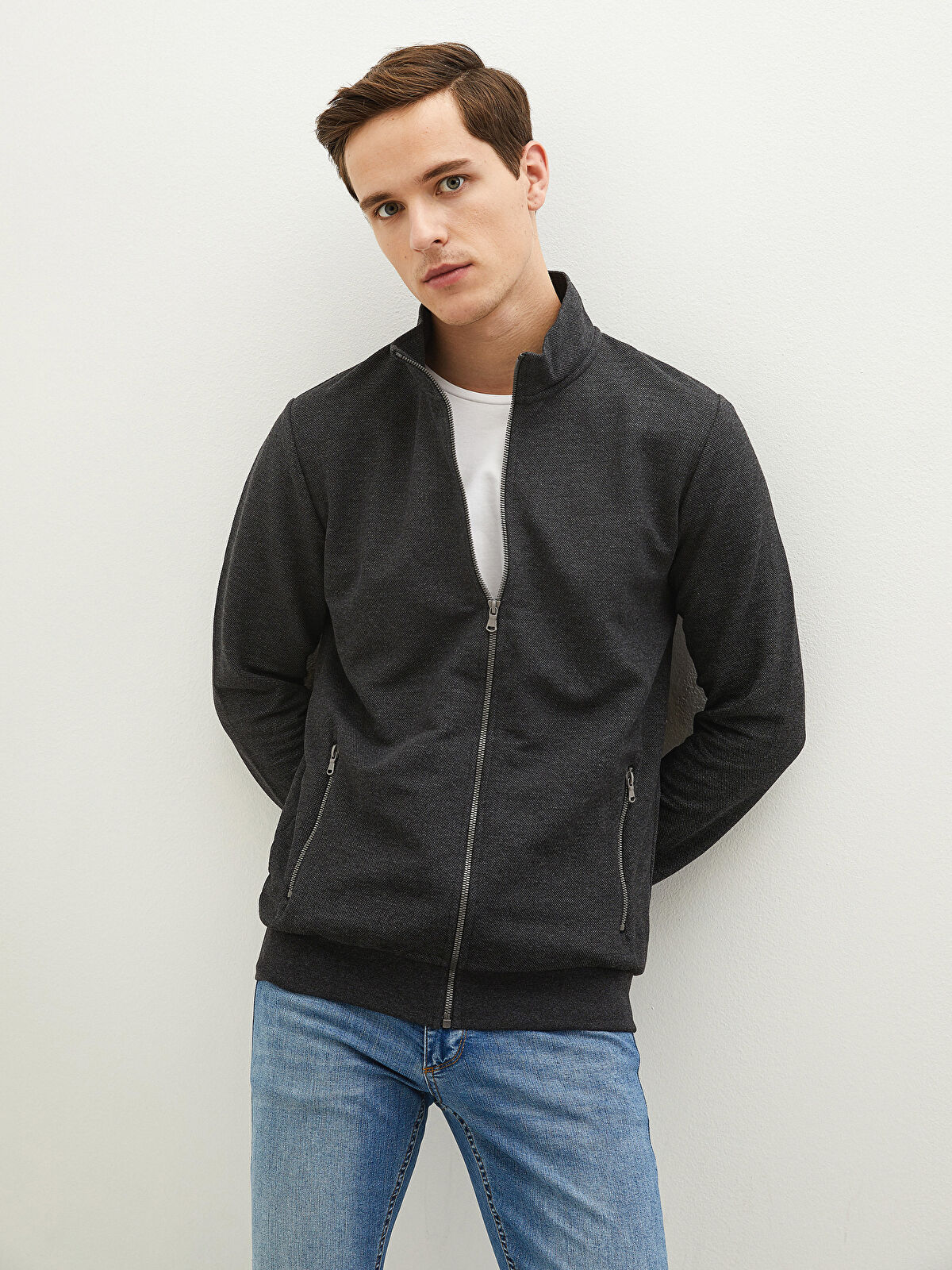 LCW BASIC Rahat Kalıp Dik Yaka Uzun Kollu Erkek Hırka