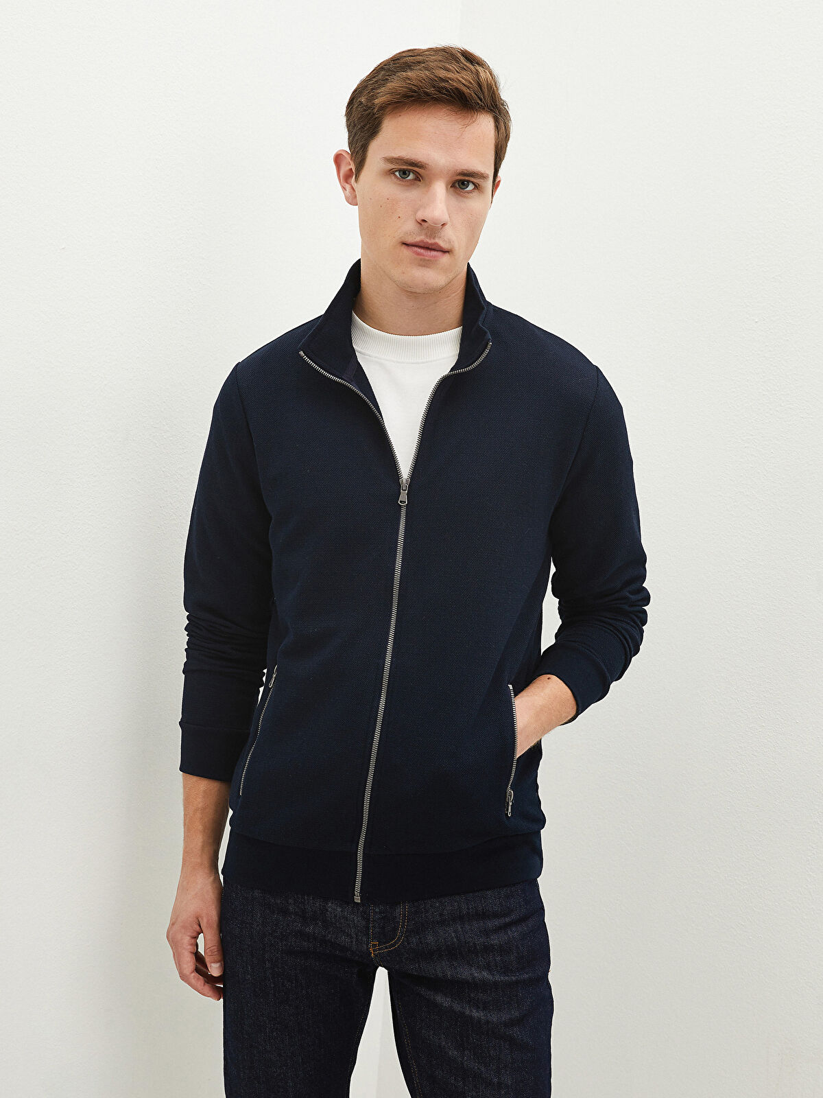 LCW BASIC Rahat Kalıp Dik Yaka Uzun Kollu Erkek Hırka