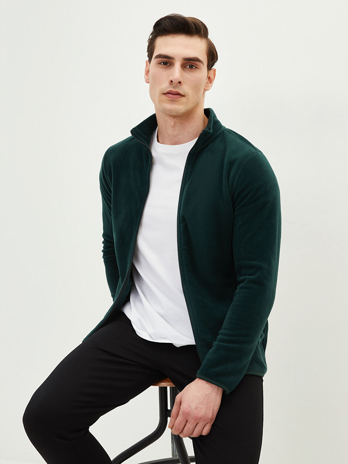 LCW BASIC Dik Yaka Uzun Kollu Polar Erkek Sweatshirt