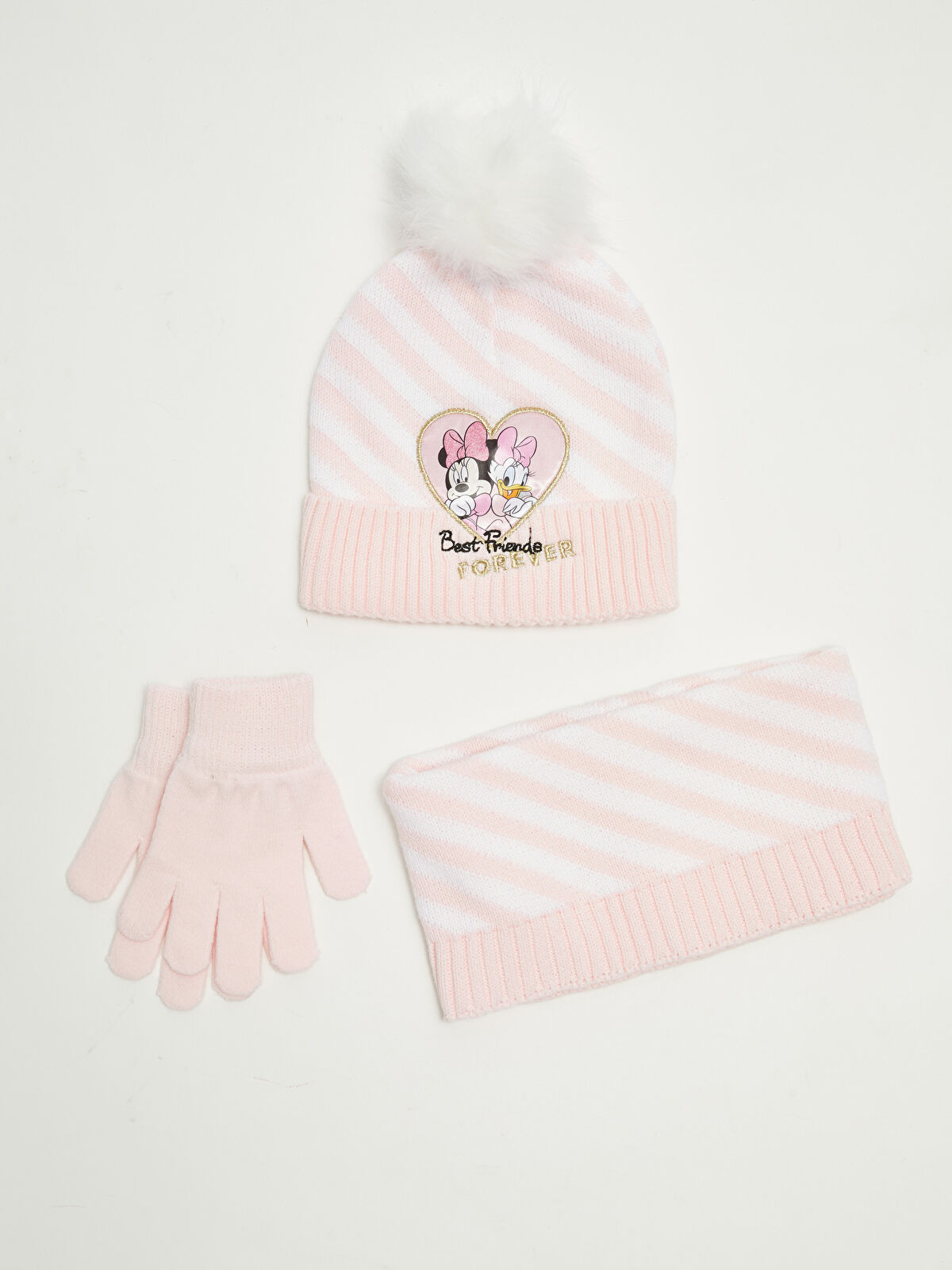 Disney Lisanslı Kız Çocuk Triko Boyunluk Bere ve Eldiven Takımı