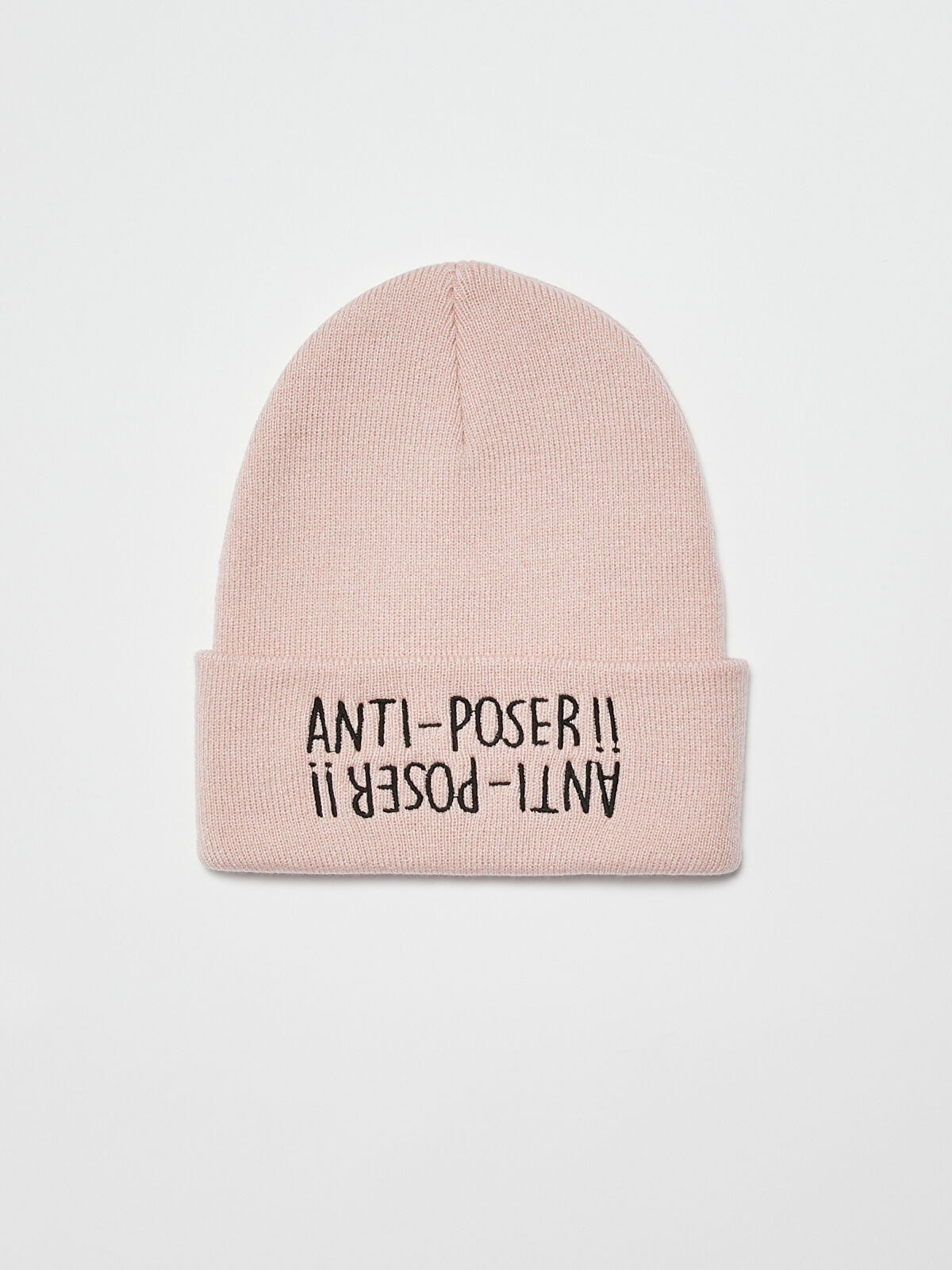 Yazı Nakışlı Kız Çocuk Triko Bere