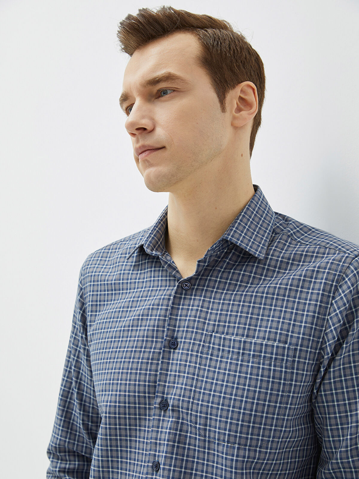 LCW FORMAL Regular Fit Uzun Kollu Ekose Gabardin Erkek Gömlek