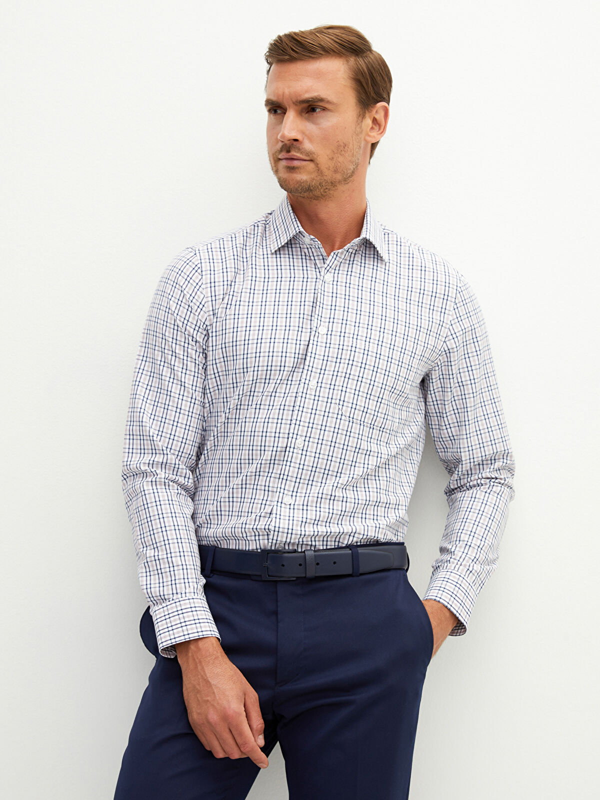 LCW FORMAL Regular Fit Uzun Kollu Ekose Poplin Erkek Gömlek