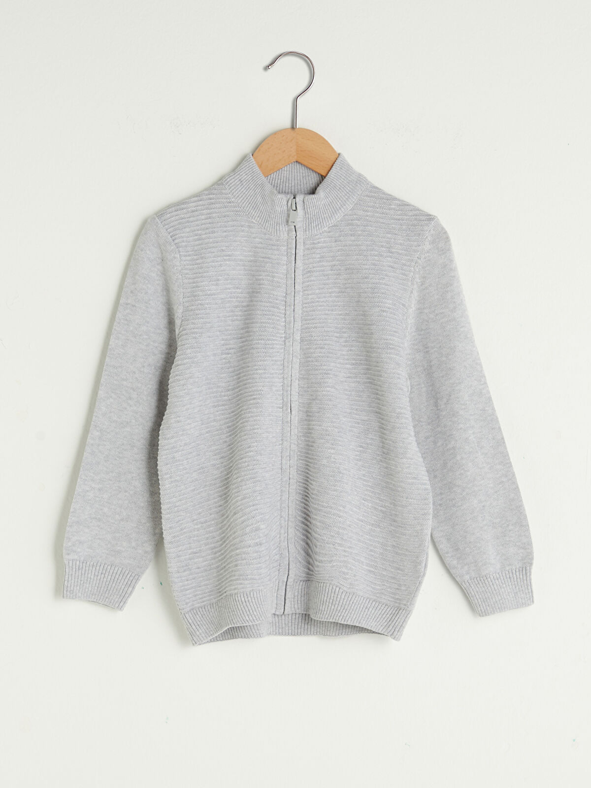 Dik Yaka Basic Uzun Kollu Erkek Çocuk İnce Triko Hırka