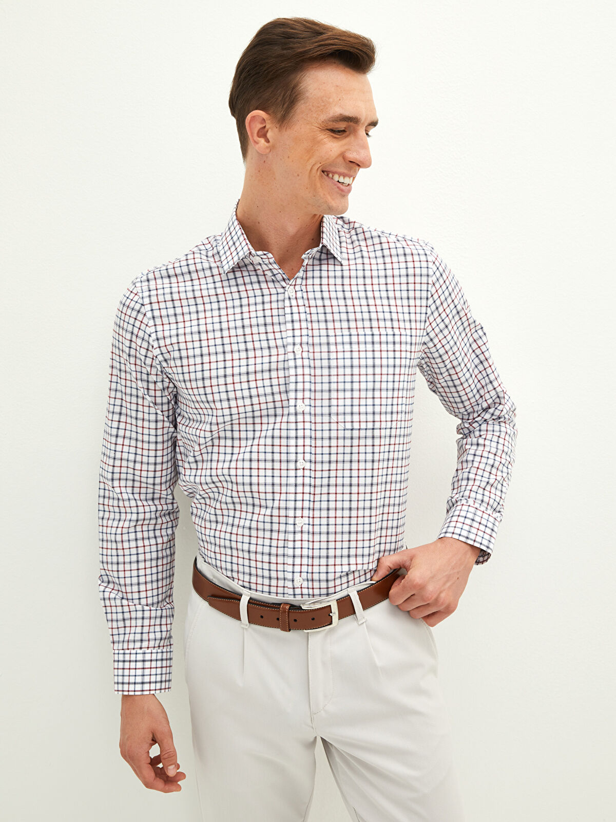 LCW FORMAL Regular Fit Uzun Kollu Ekose Oxford Erkek Gömlek