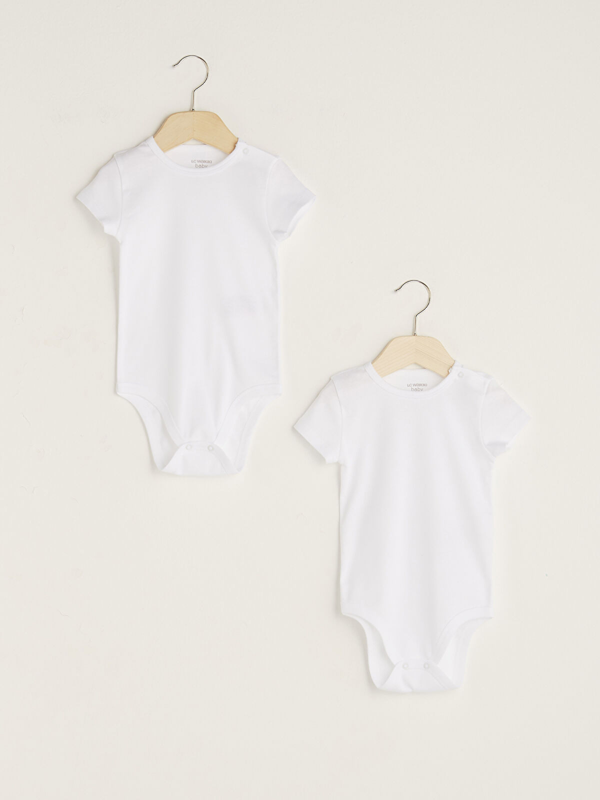 Bisiklet Yaka Kısa Kollu Basic Unisex Bebek Çıtçıtlı Body 2'li
