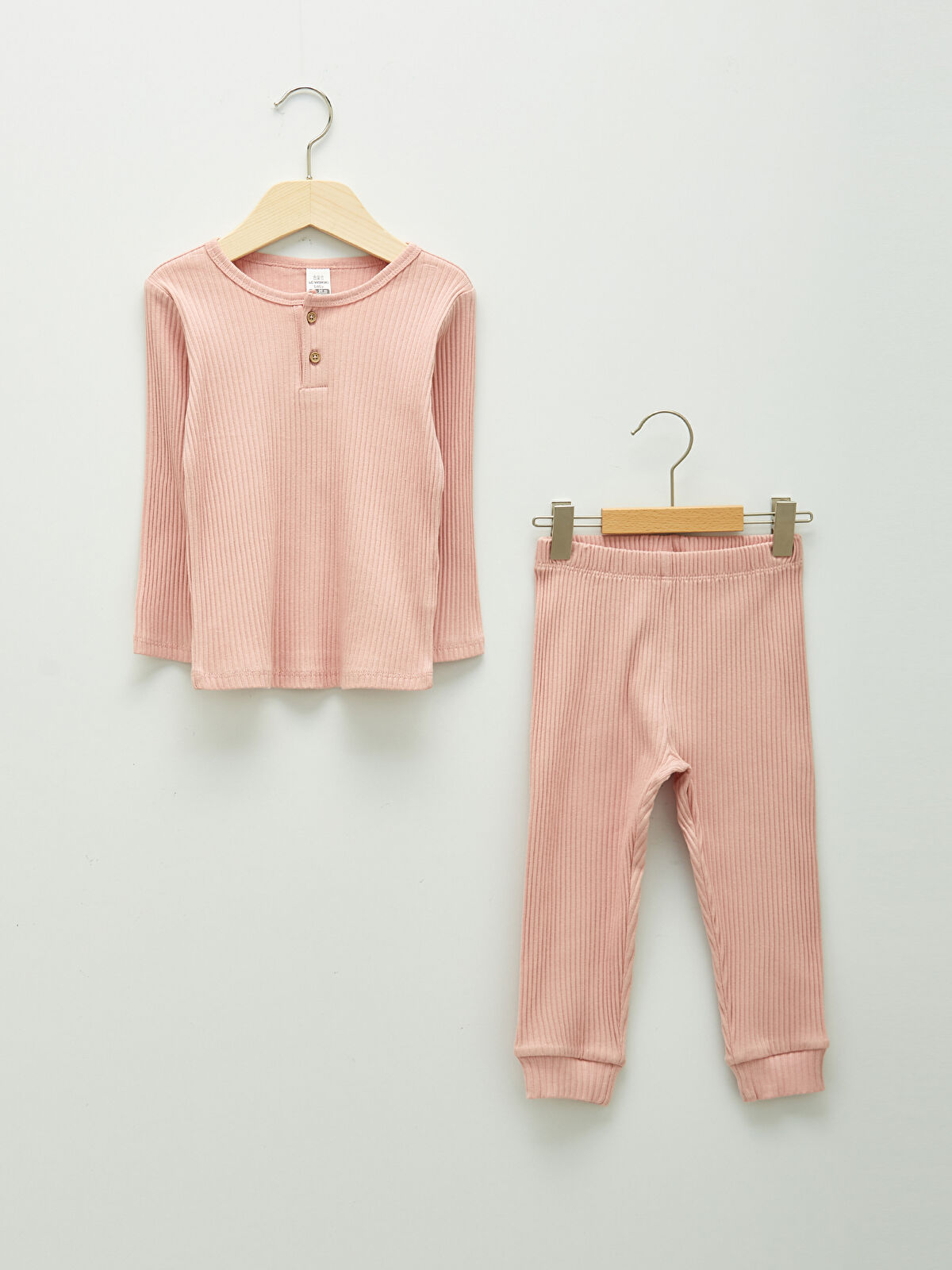 Bisiklet Yaka Uzun Kol Basic Kız Bebek Pijama Takımı