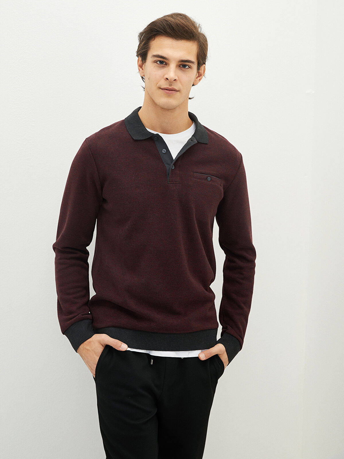 LCW CLASSIC Polo Yaka Uzun Kollu Erkek Sweatshirt