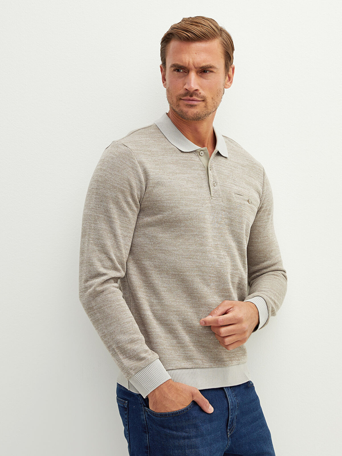 LCW CLASSIC Polo Yaka Uzun Kollu Erkek Sweatshirt
