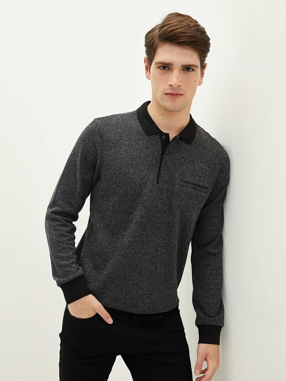 LCW CLASSIC Polo Yaka Uzun Kollu Erkek Sweatshirt