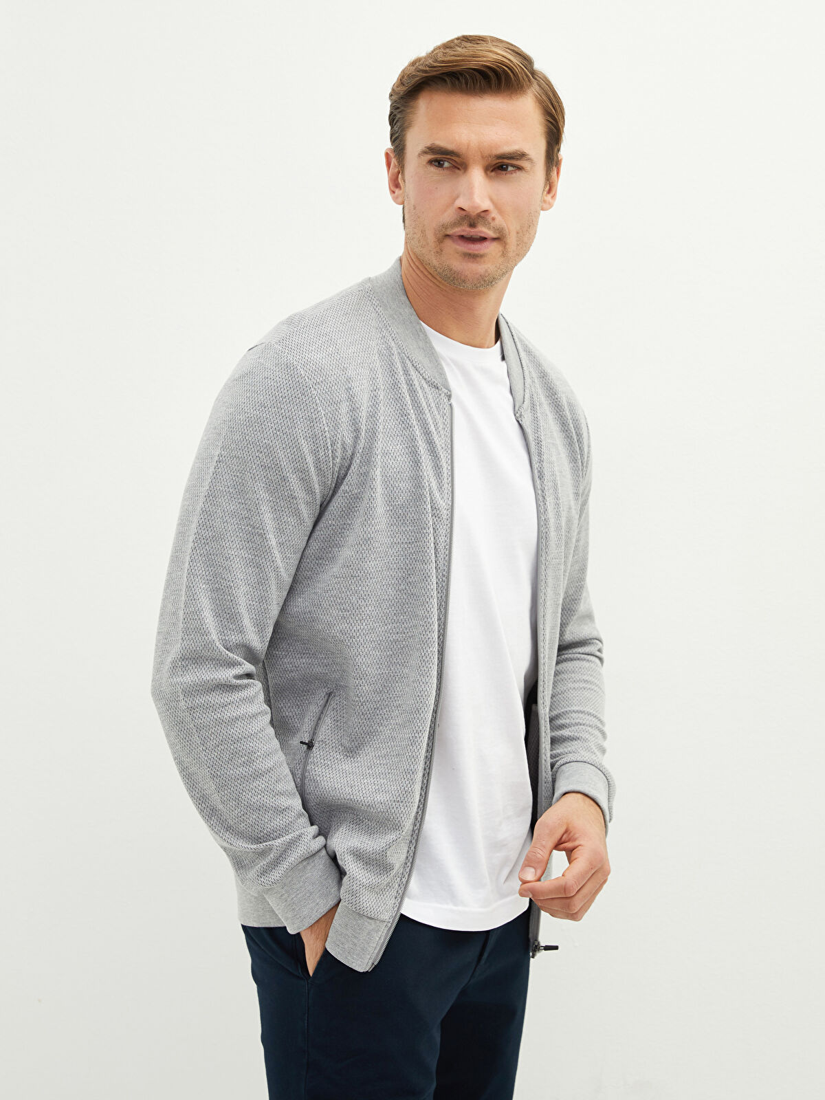 LCW CLASSIC Rahat Kalıp Kolej Yaka Fermuarlı Erkek Sweatshirt