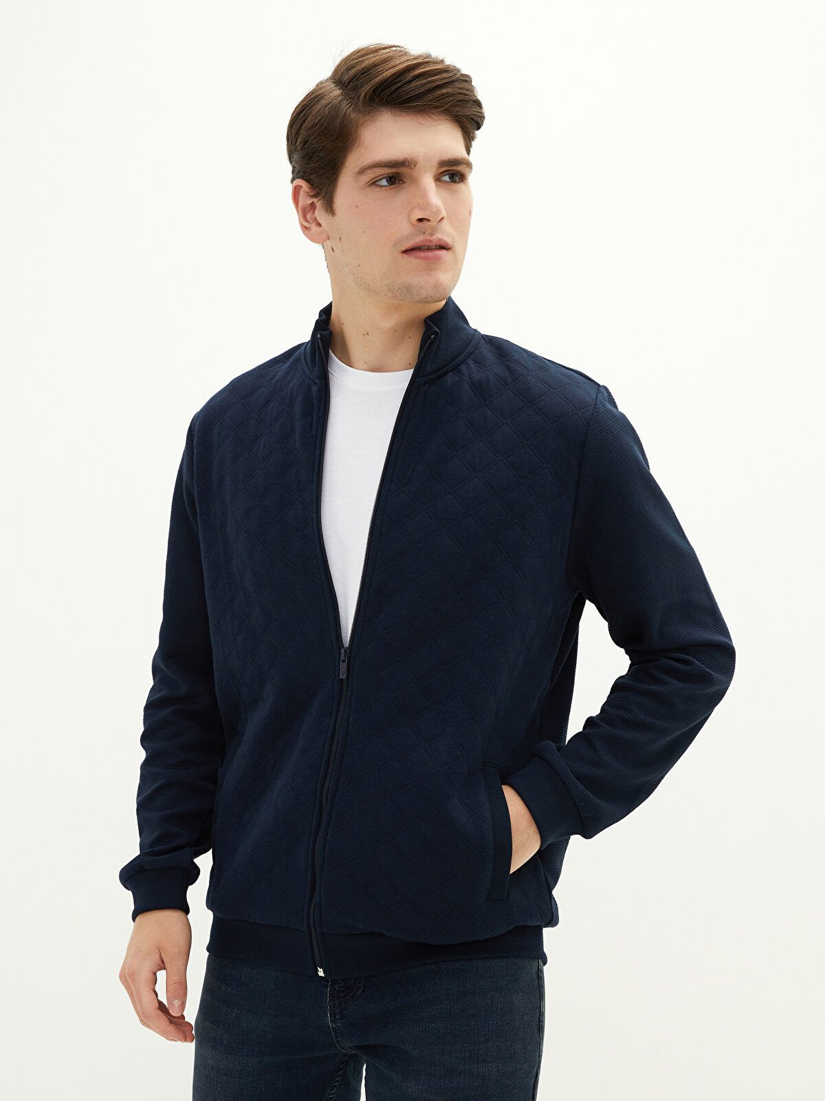 LCW CLASSIC Rahat Kalıp Kolej Yaka Fermuarlı Erkek Sweatshirt