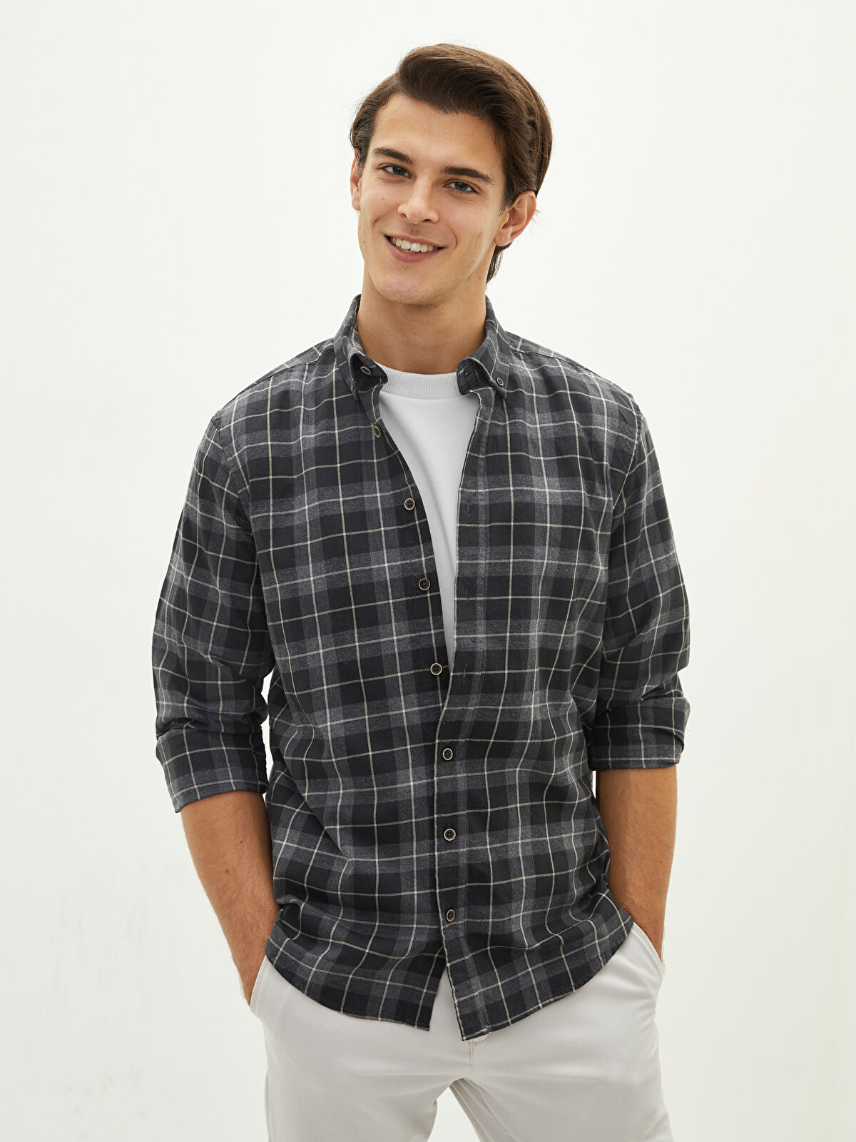 LCW CLASSIC Regular Fit Uzun Kollu Ekose Gabardin Erkek Gömlek LCW CLASSIC Regular Fit Uzun Kollu Ekose Gabardin Erkek Gömlek