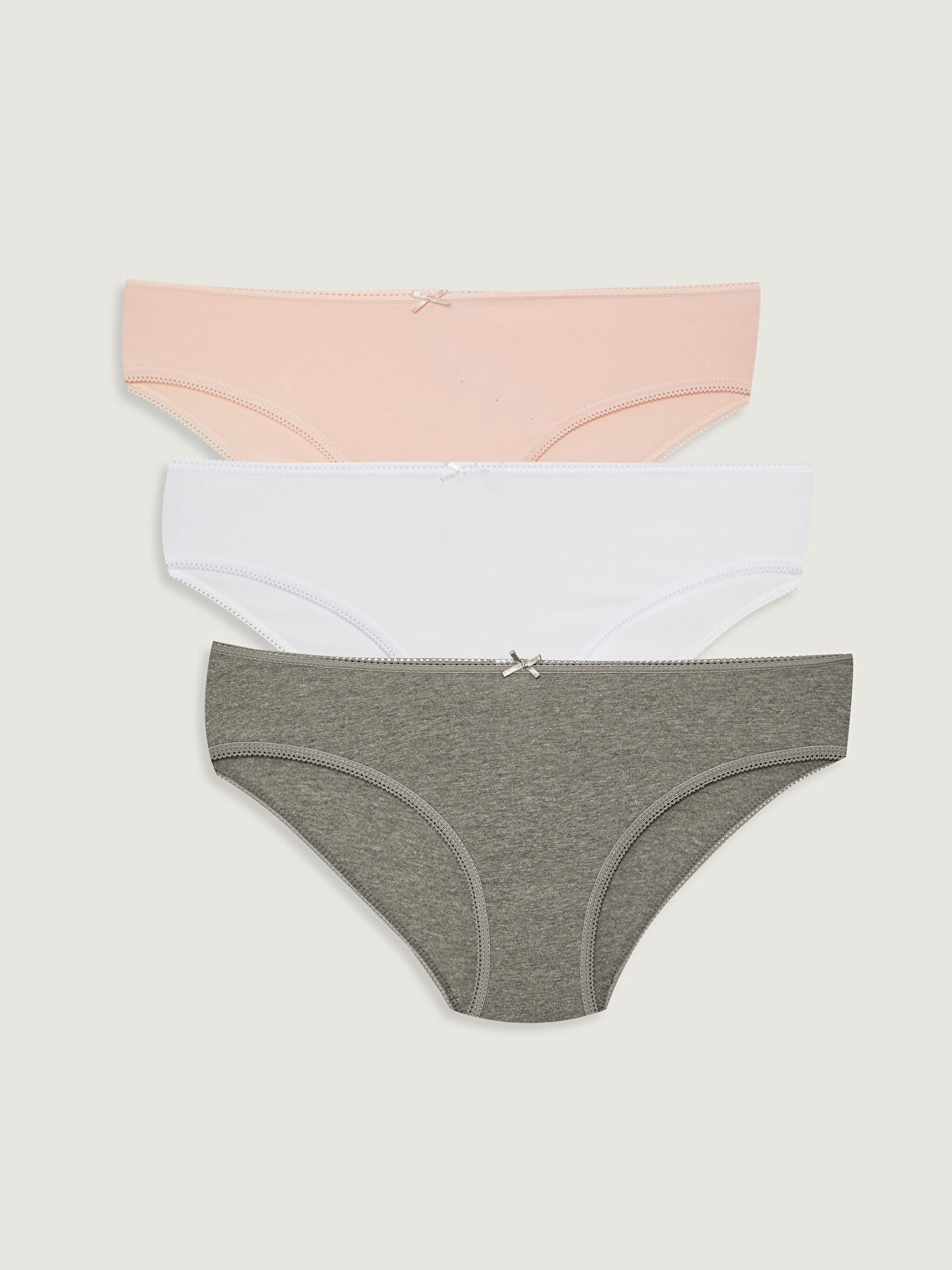 LCW DREAM Fiyonk Detaylı Düz Bikini Külot 3'lü Paket