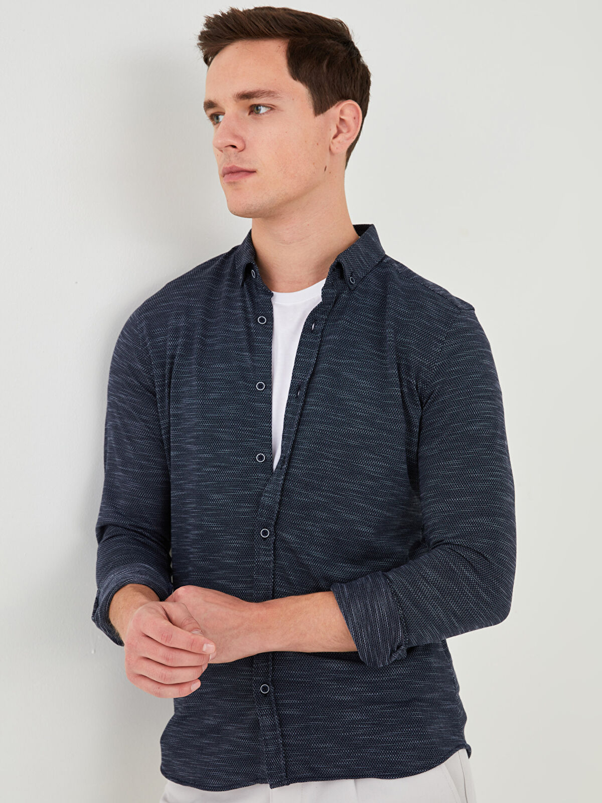 LCW VISION Slim Fit Uzun Kollu Örme Erkek Gömlek