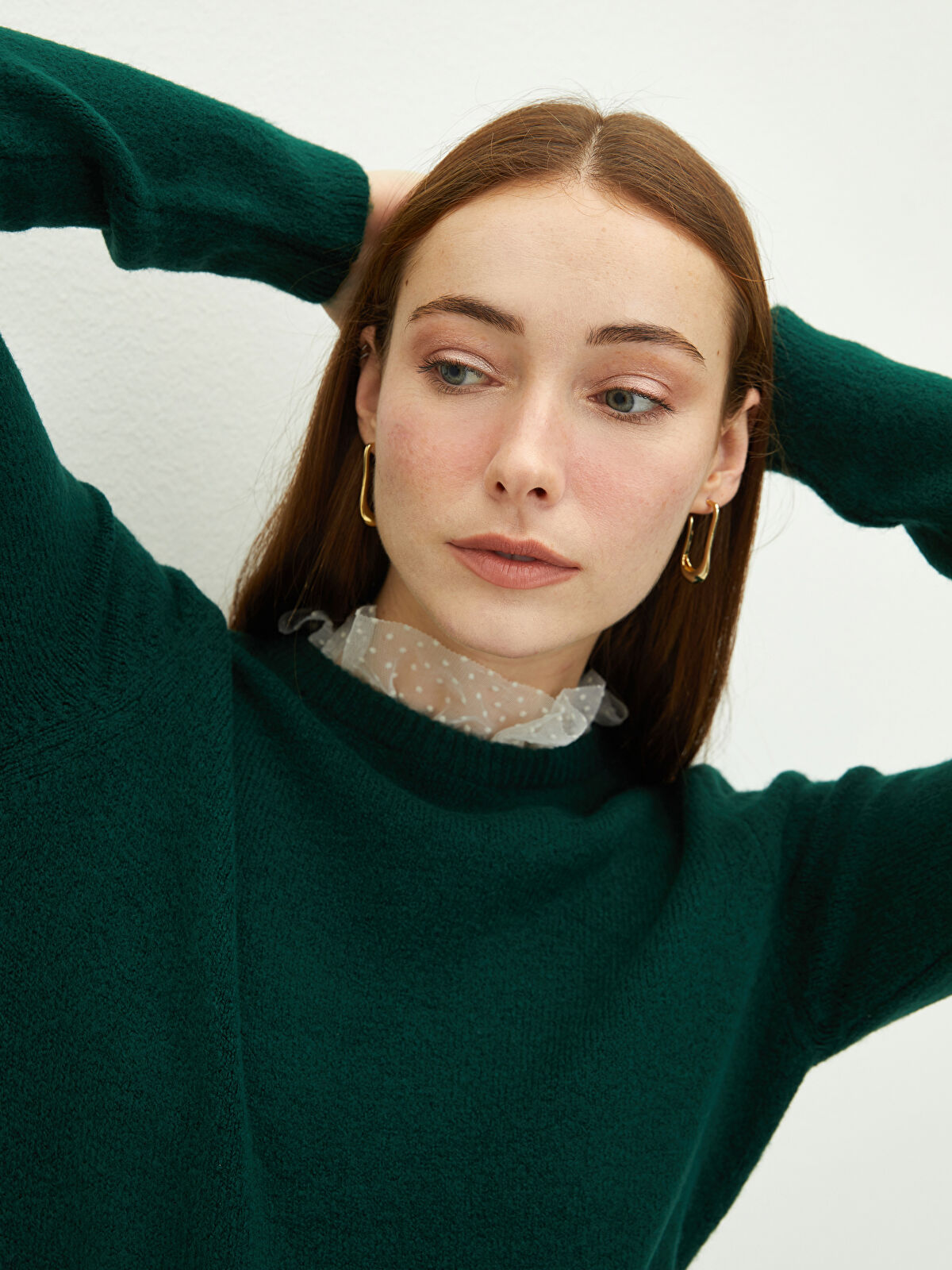 LCW VISION Bisiklet Yaka Dantel Detaylı Uzun Kollu Kadın Triko Kazak