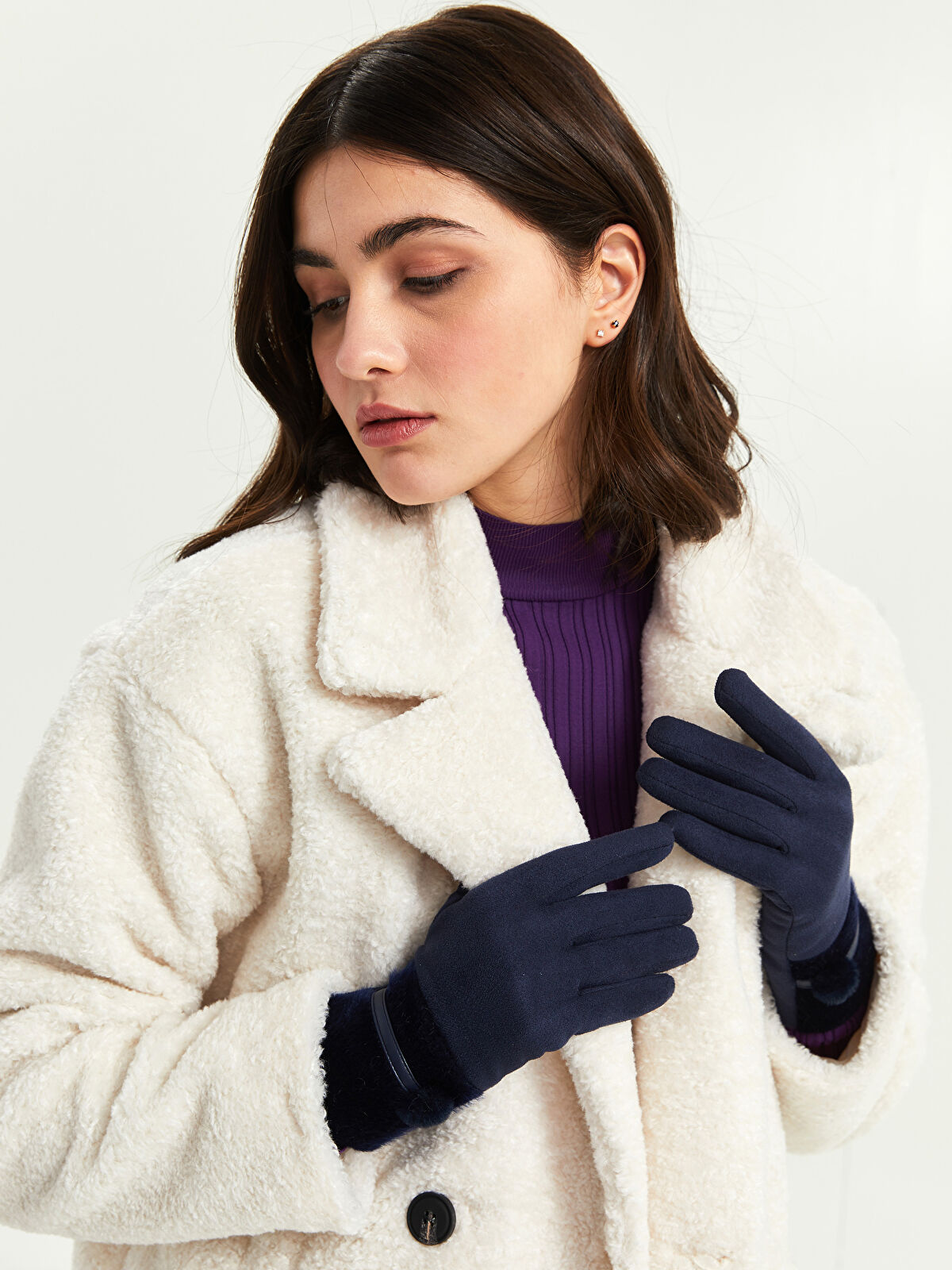 Pelüş Detaylı Kadın Eldiven