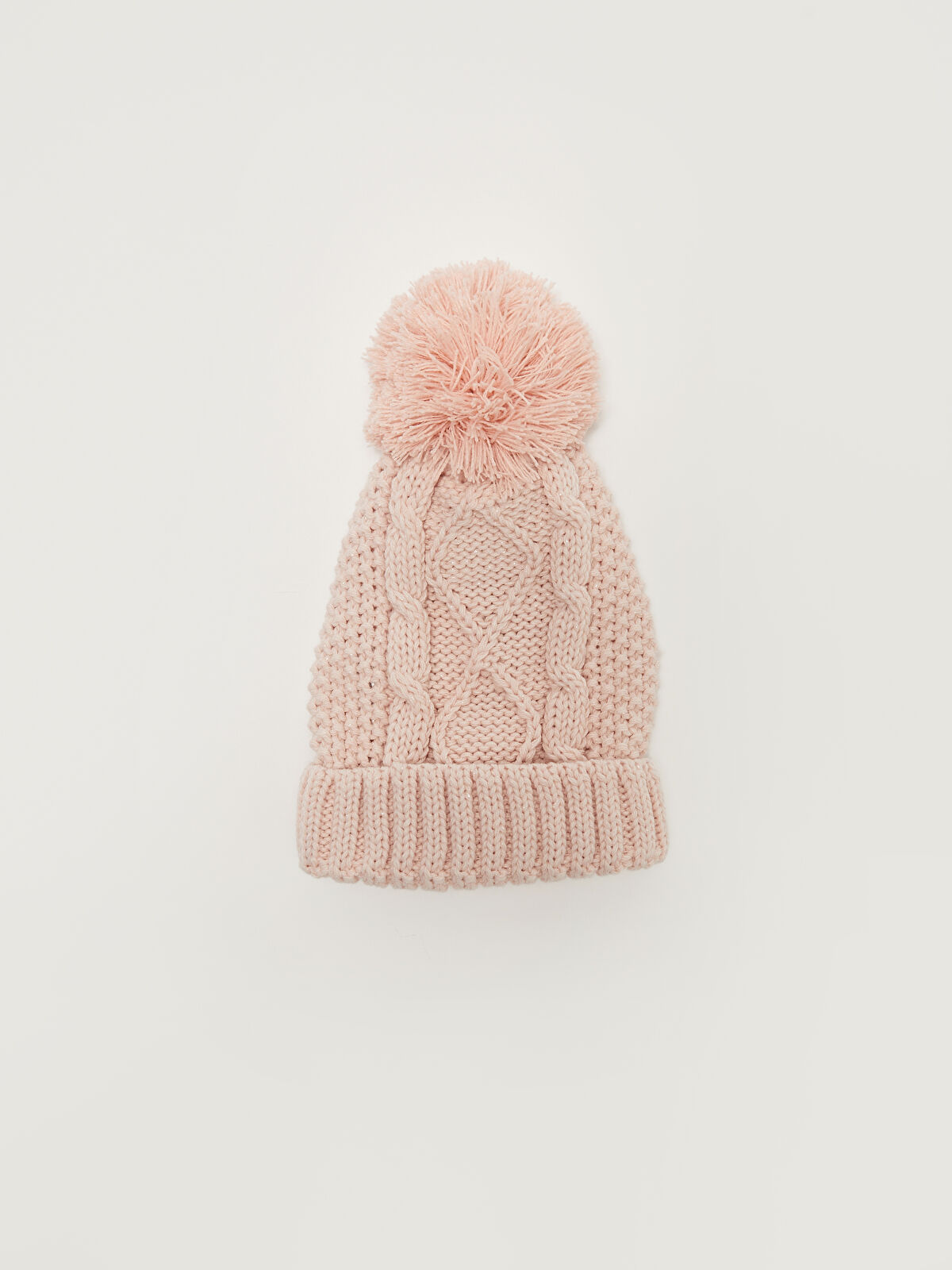 Kendinden Desenli Kız Bebek Triko Bere