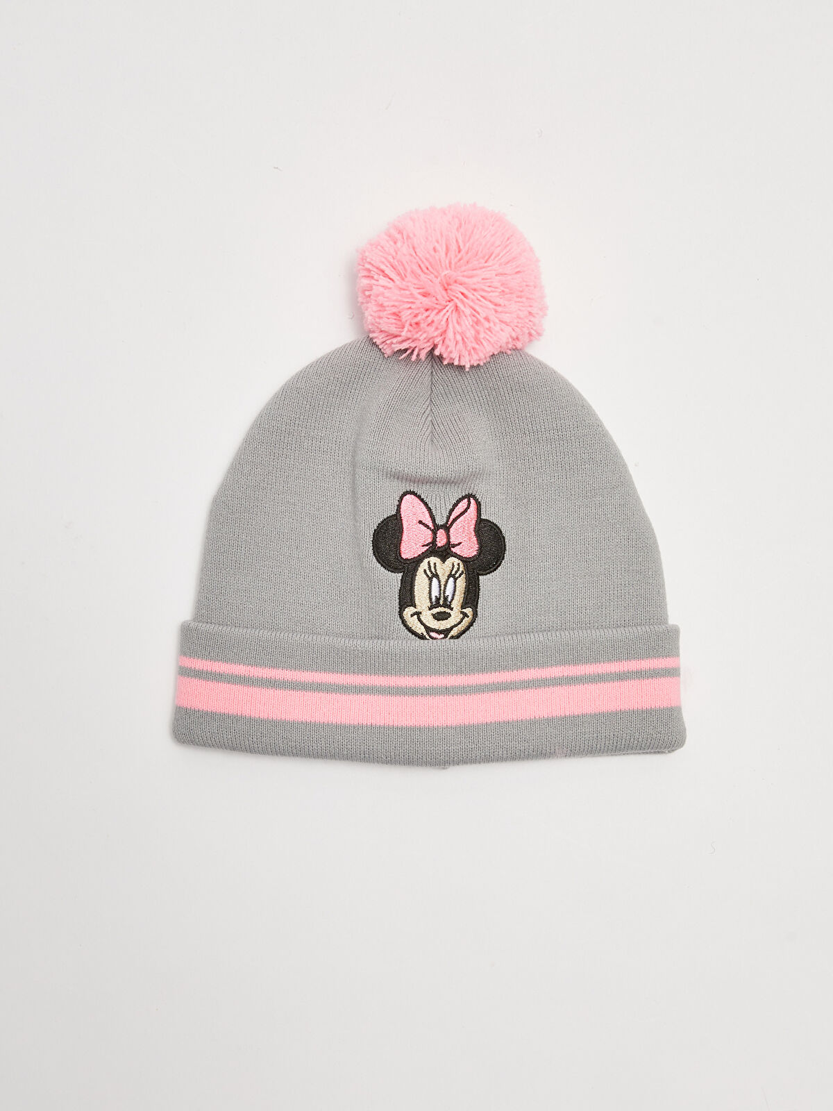 Minnie Mouse Nakışlı Kız Bebek Triko Bere