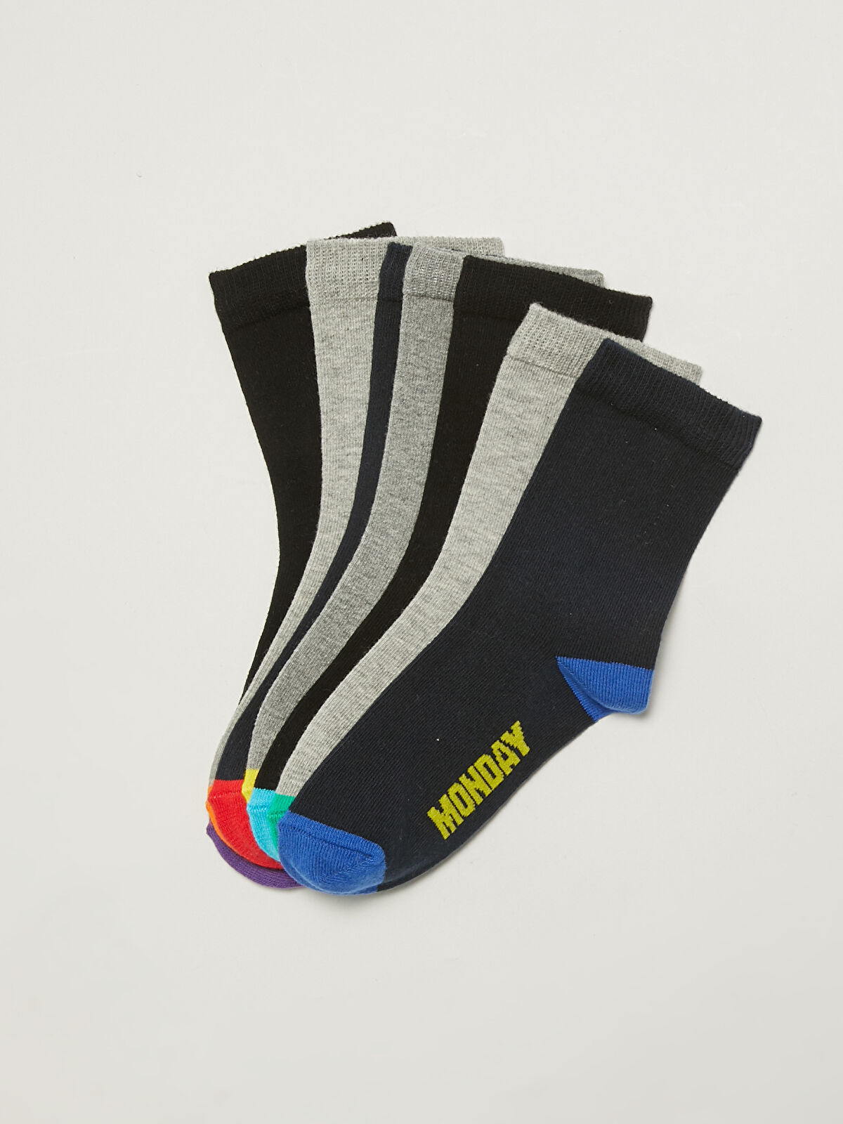 Yazı Baskılı Erkek Çocuk Soket Çorap 7'li