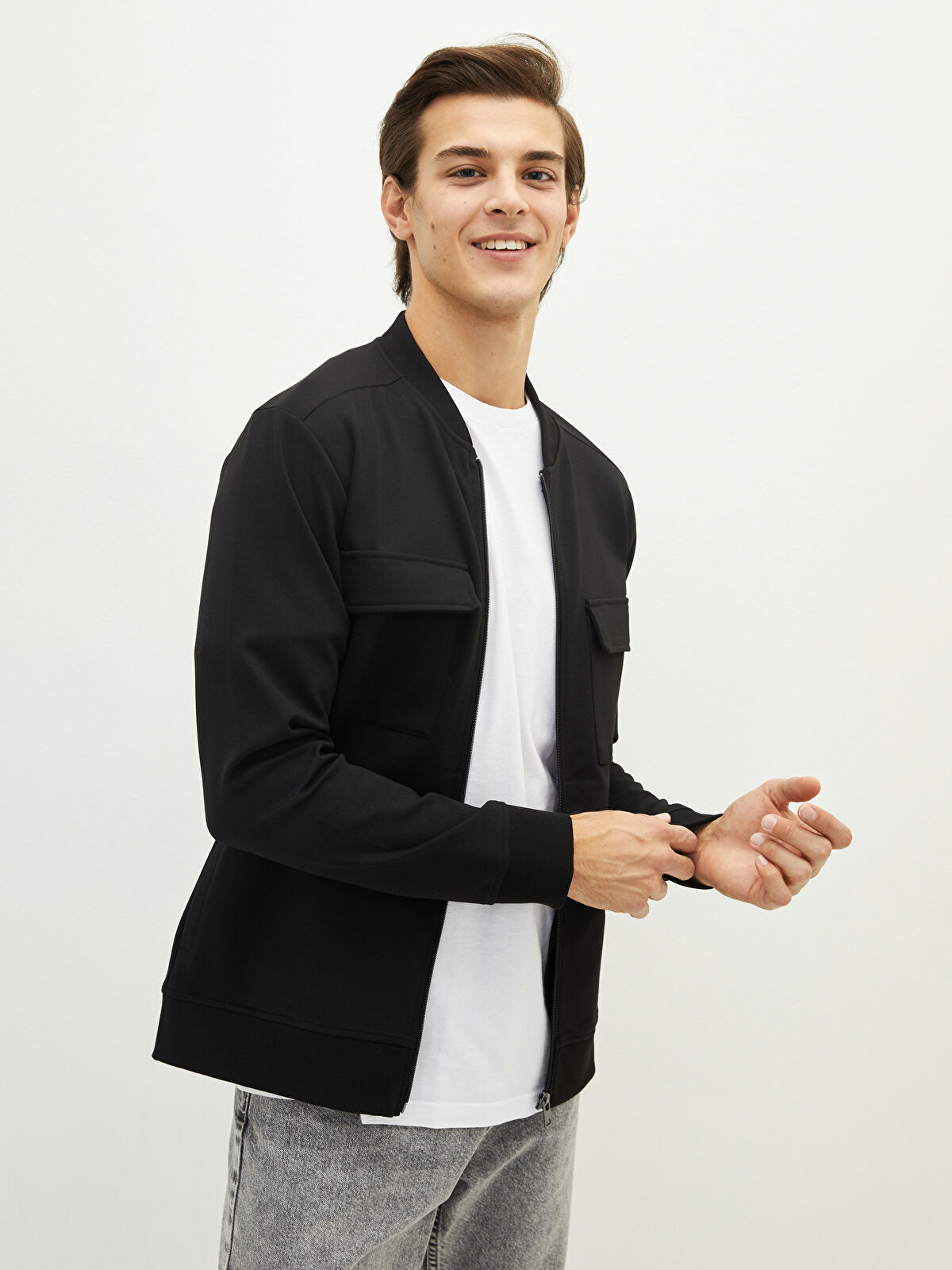 LCW VISION Kolej Yaka Uzun Kollu Fermuarlı Erkek Sweatshirt