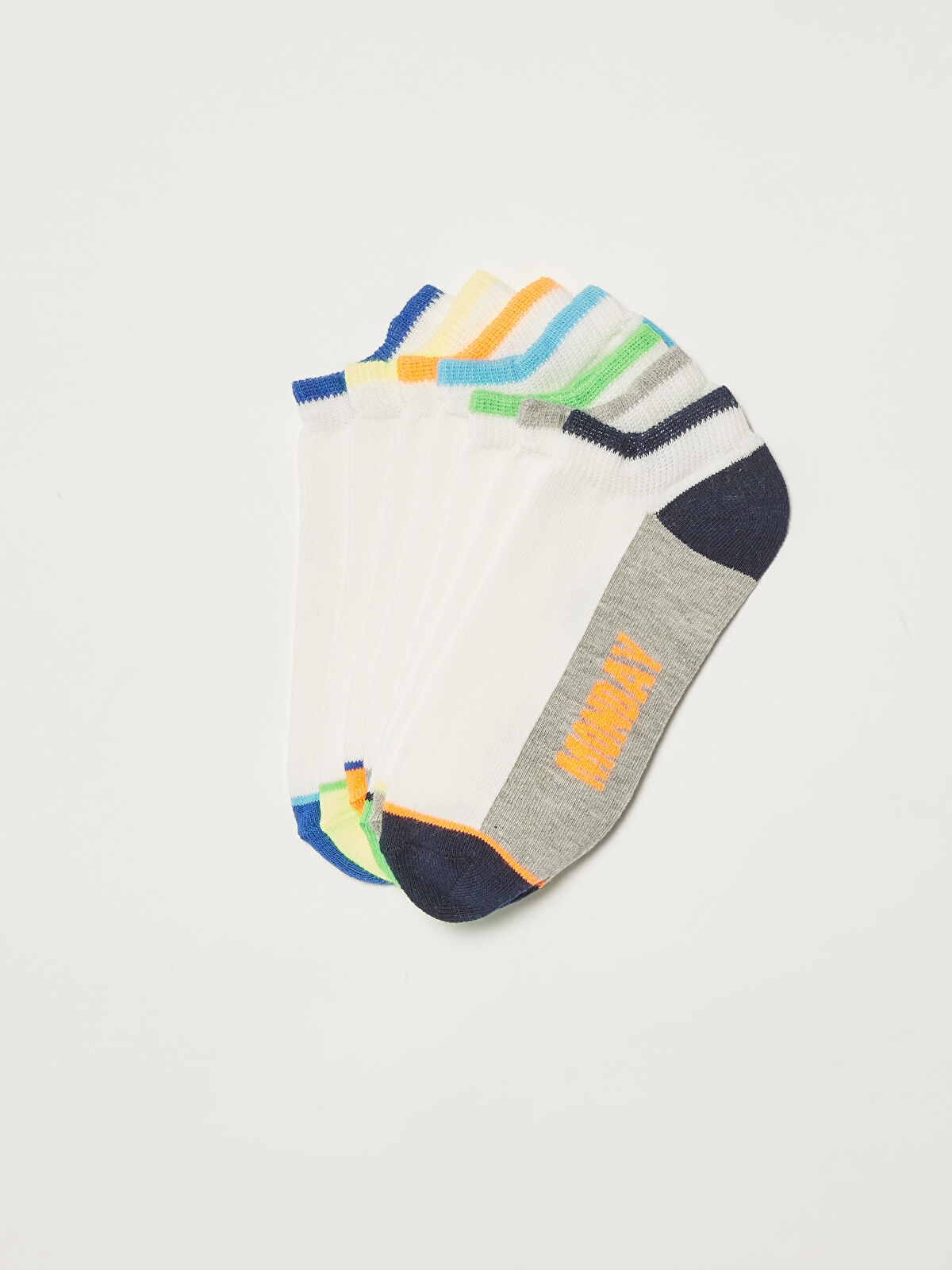 Desenli Renk Bloklu Erkek Çocuk Patik Çorap 7'li Desenli Renk Bloklu Erkek Çocuk Patik Çorap 7'li