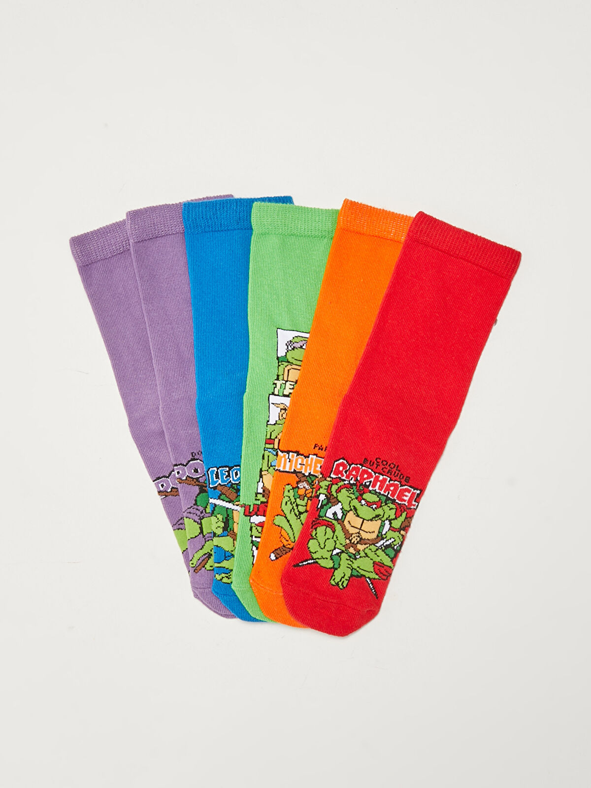 Ninja Kaplumbağalar Desenli Erkek Çocuk Soket Çorap 5'li Ninja Kaplumbağalar Desenli Erkek Çocuk Soket Çorap 5'li