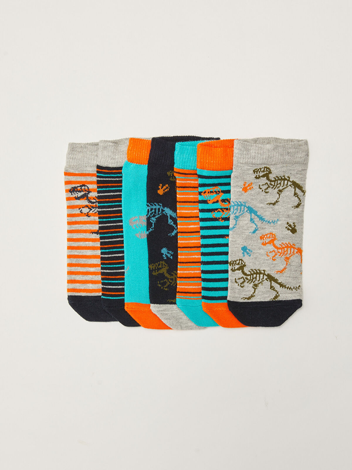 Dinozor Desenli Erkek Çocuk Patik Çorap 7'li