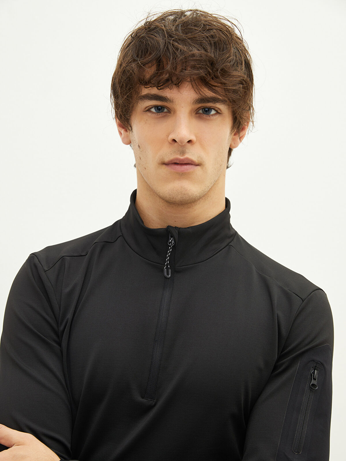 Outdoor Dik Yaka Fermuarlı İnce Erkek Sweatshirt