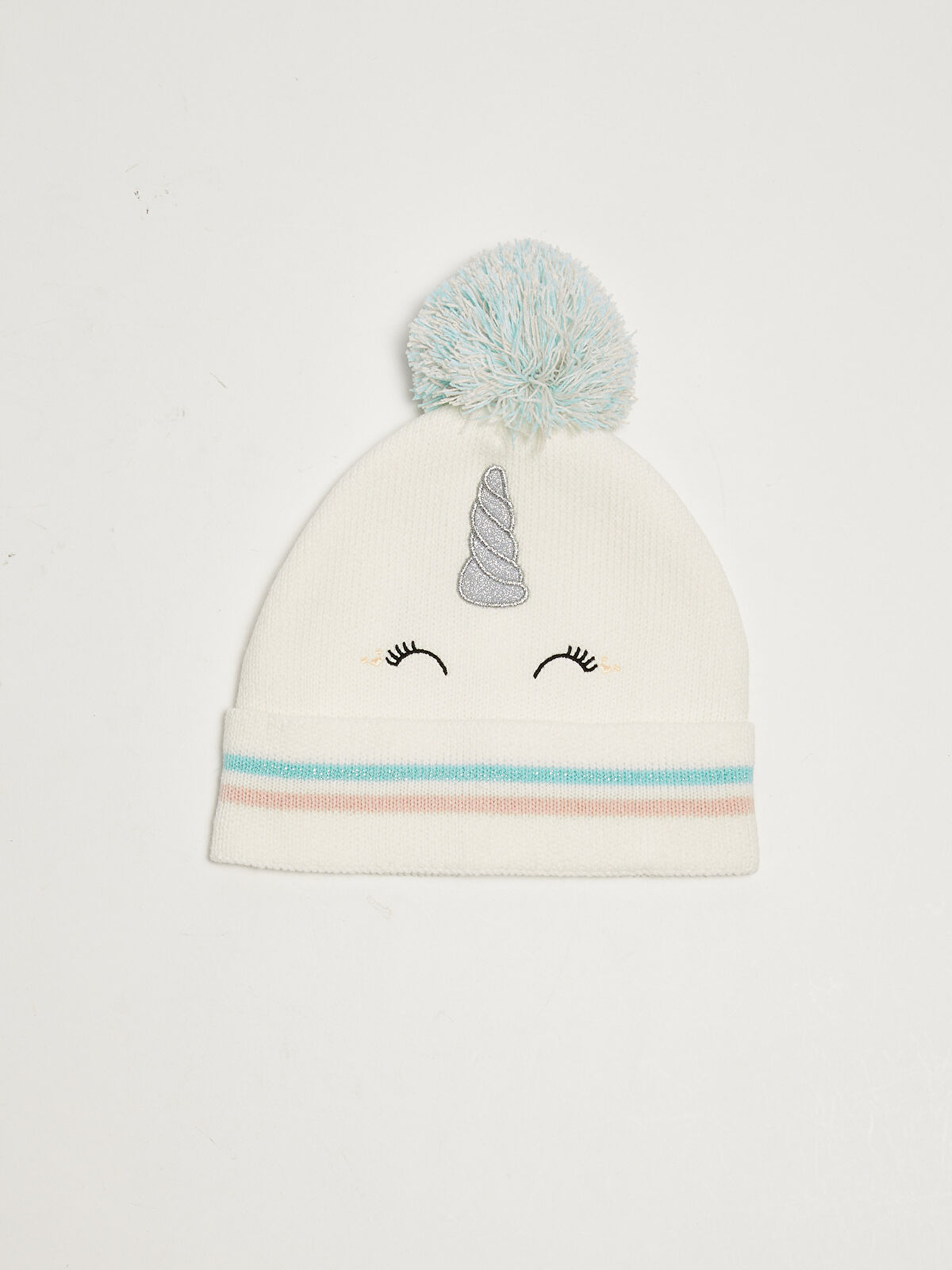 Kız Çocuk Nakışlı Ponponlu Triko Bere