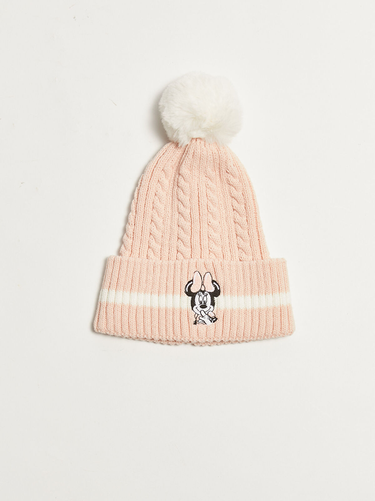 Kız Çocuk Minnie Mouse Nakışlı Ponponlu Triko Bere