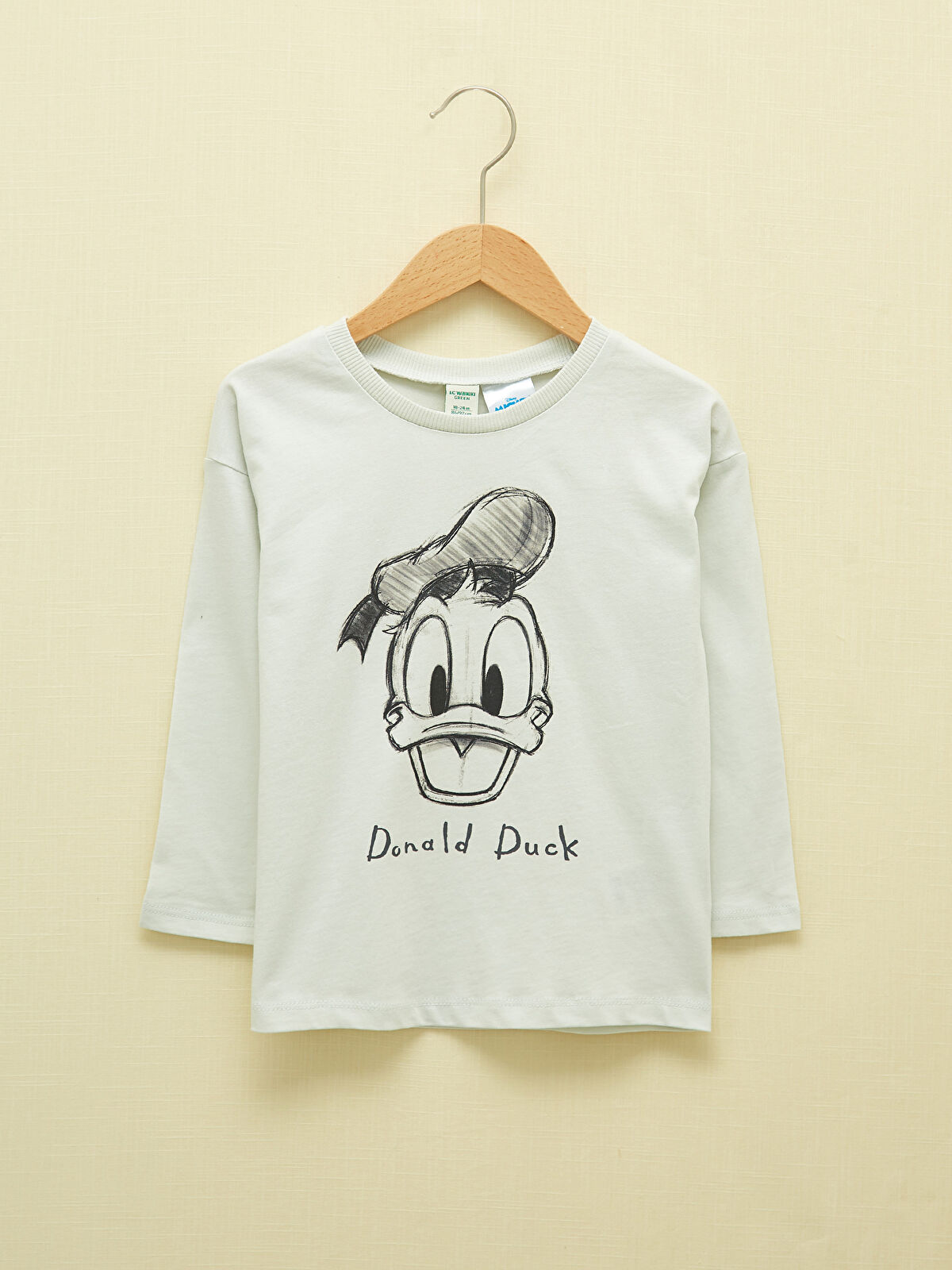 LCW GREEN Bisiklet Yaka Uzun Kollu Donald Duck Baskılı Erkek Bebek Tişört