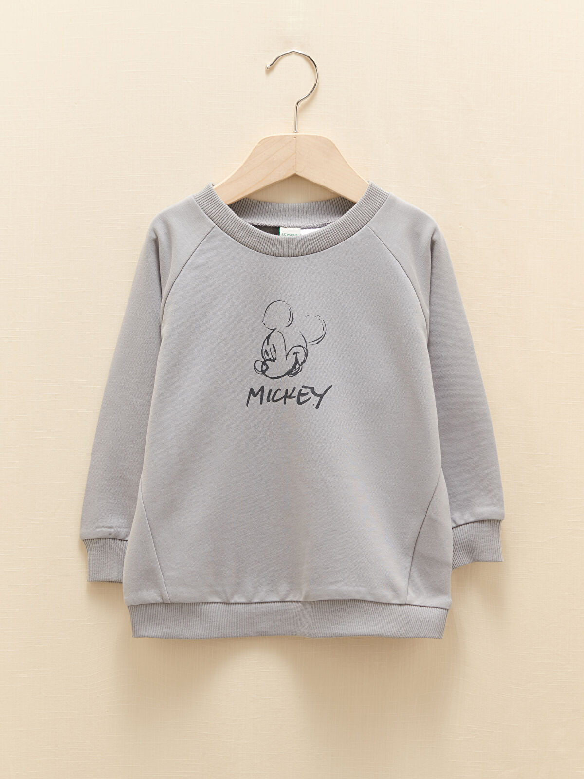 LCW GREEN Bisiklet Yaka Uzun Kollu Mickey Mouse Baskılı Organik Pamuklu Erkek Bebek Sweatshirt