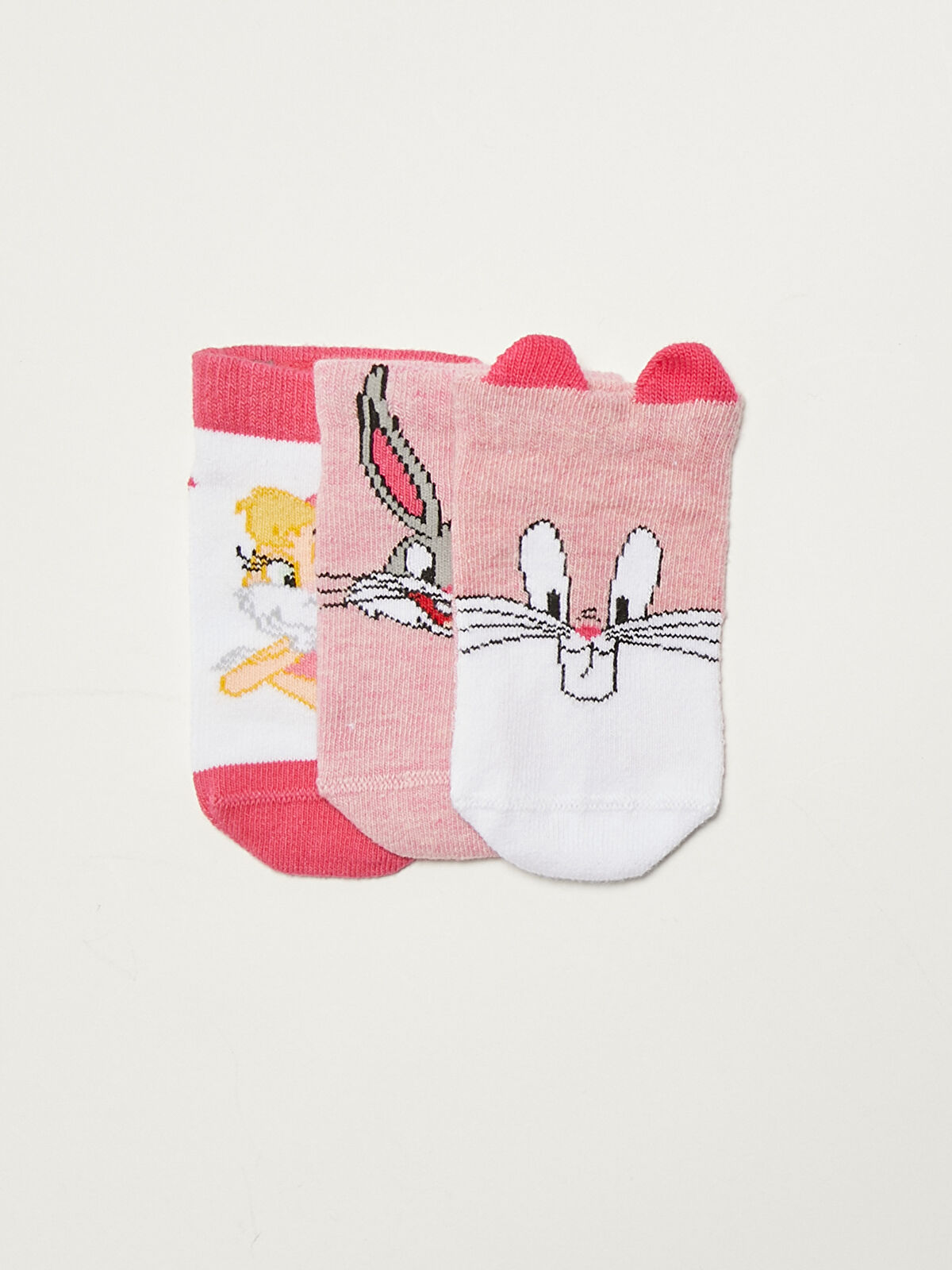 Bugs Bunny Baskılı Kız Bebek Patik Çorap 3'lü