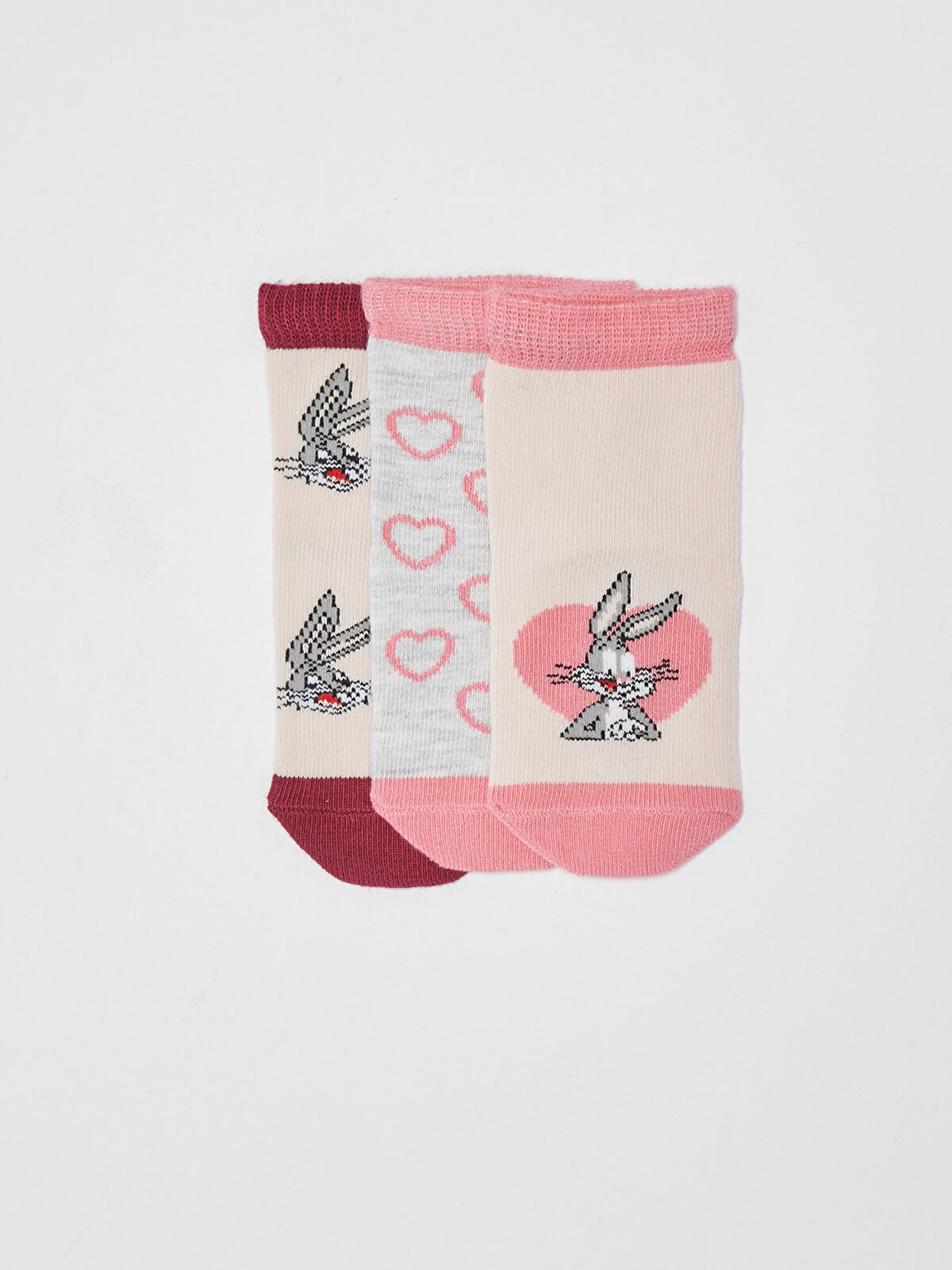 Bugs Bunny Baskılı Kız Bebek Soket Çorap 3'lü