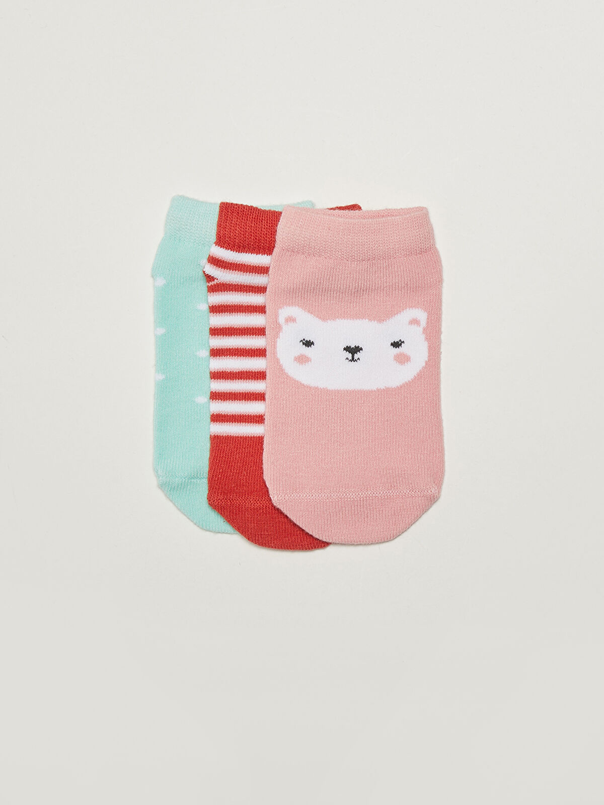 Desenli Kız Bebek Patik Çorap 3'lü
