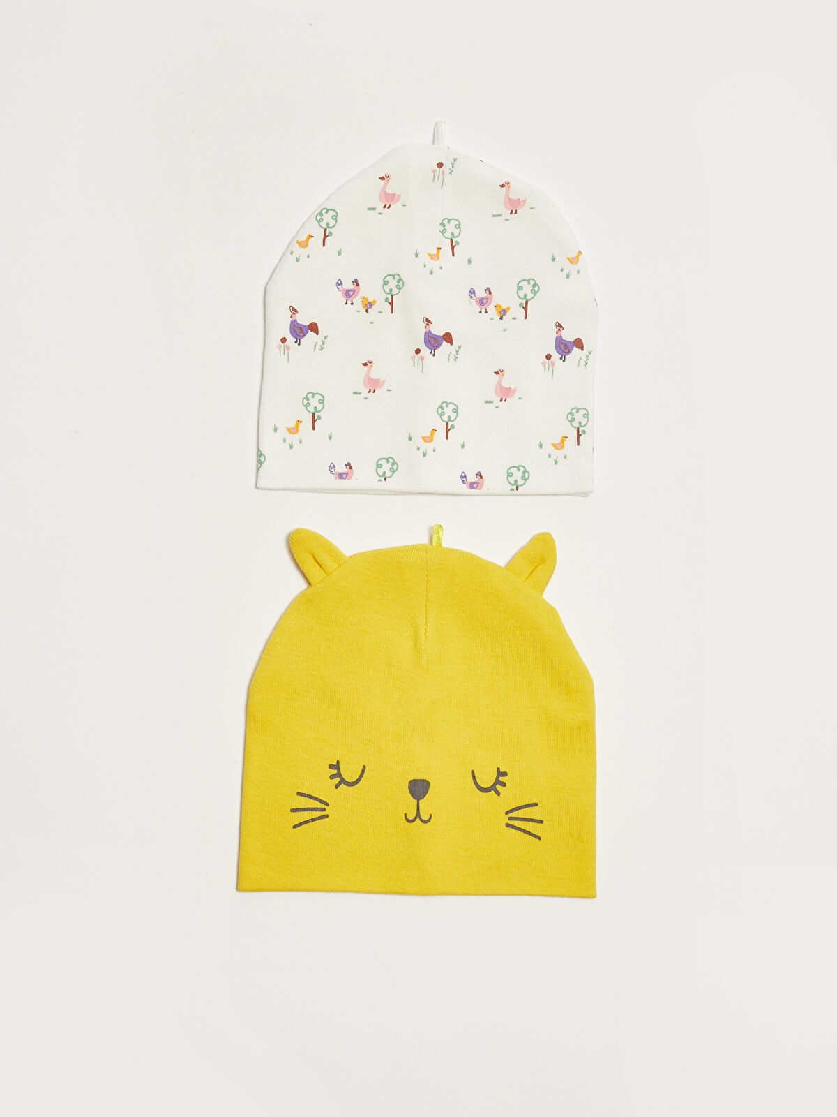 Pamuklu Baskılı Unisex Bebek Bere 2'li Pamuklu Baskılı Unisex Bebek Bere 2'li