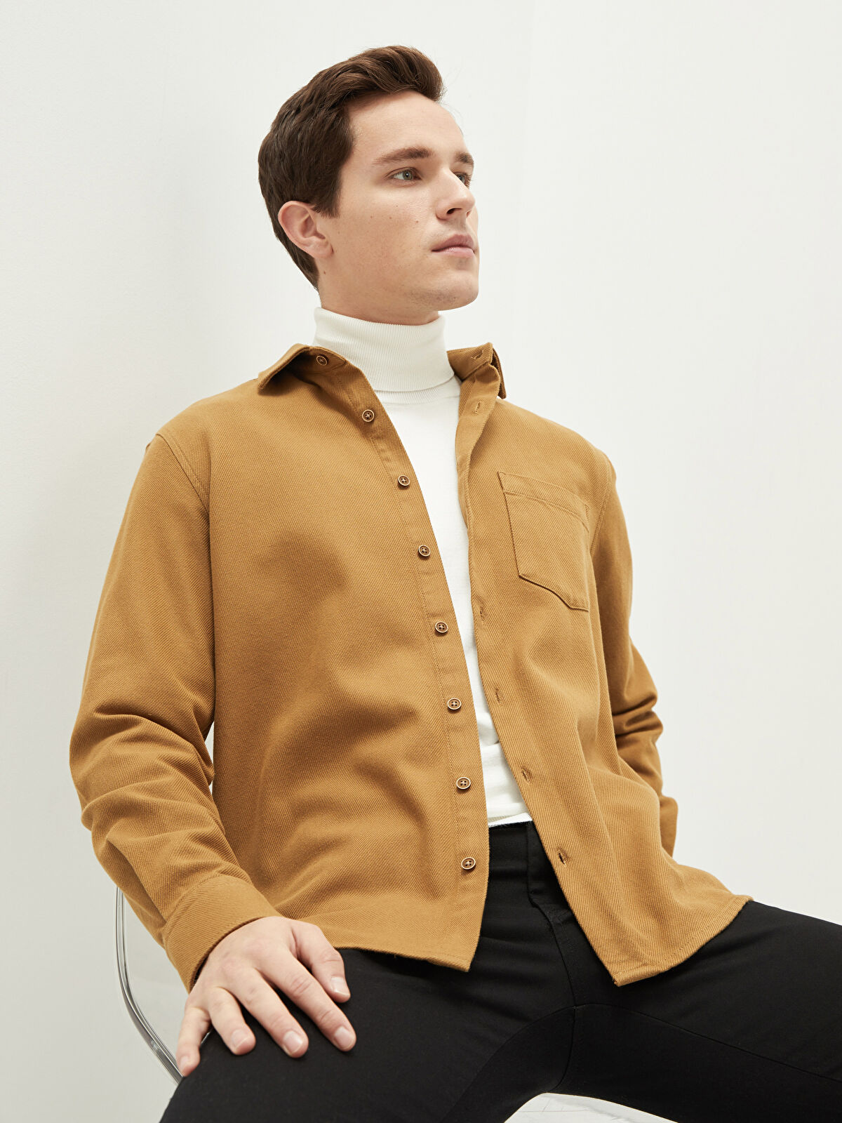 LCW BASIC Regular Fit Uzun Kollu Gabardin Erkek Gömlek