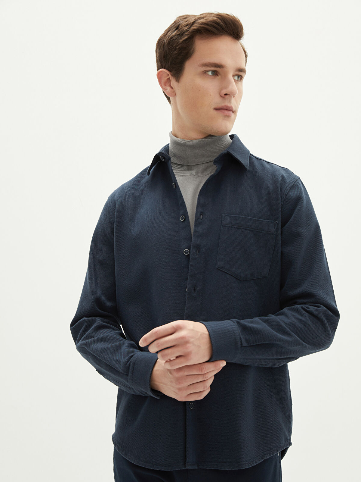 LCW BASIC Regular Fit Uzun Kollu Gabardin Erkek Gömlek